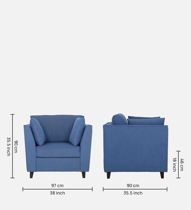 Buy Miranda Fabric 1 Seater Sofa In Denim Blue Colour By Woodsworth ...