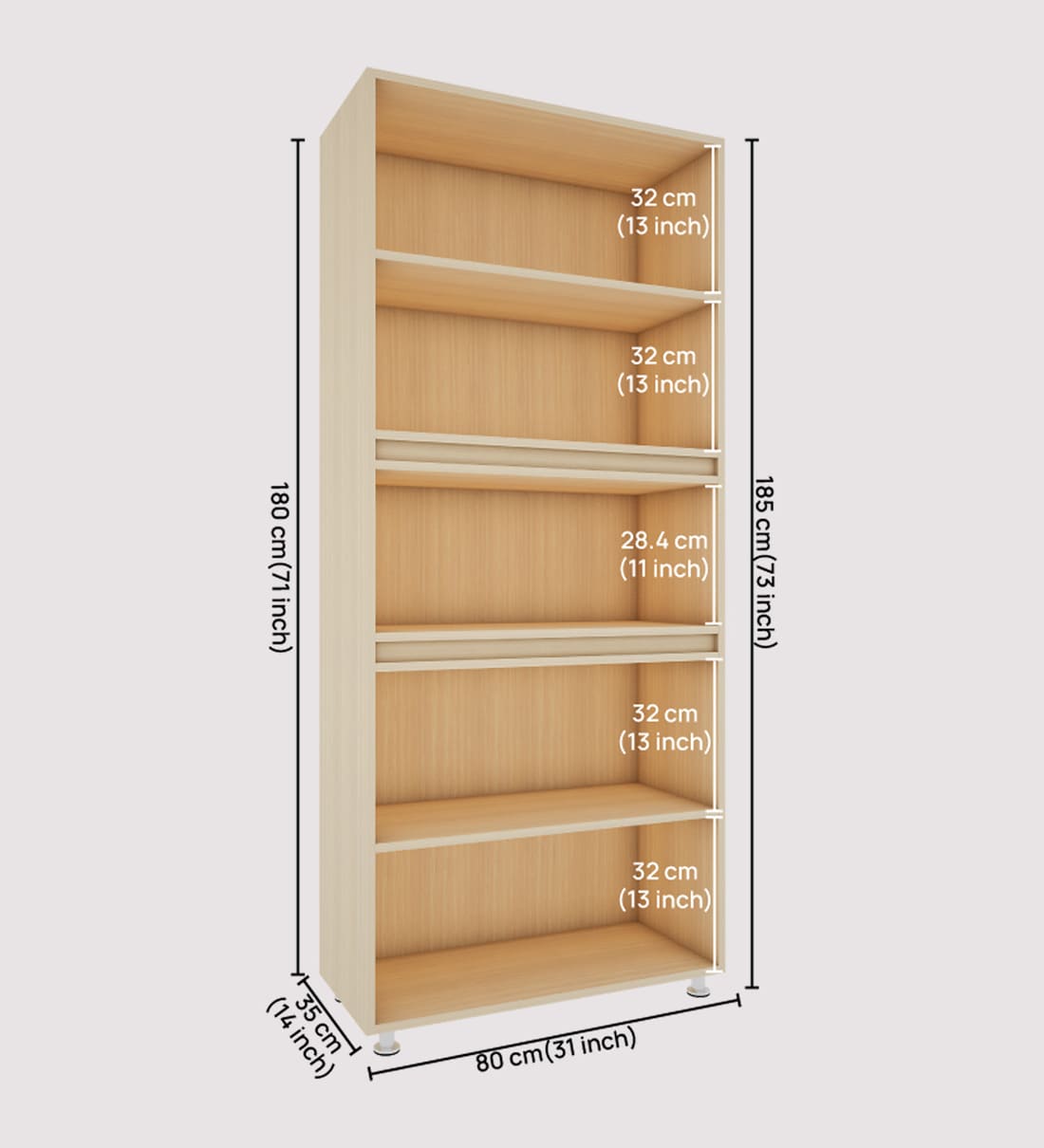 Buy Mobley Book Case in Beige Teak & Frosty White Finish by Woodbuzz ...