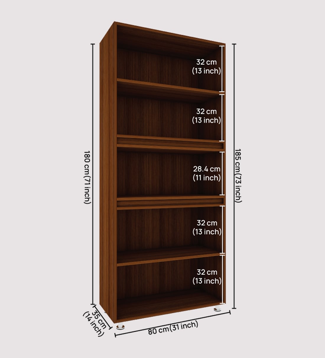 Buy Mobley Book Case in Walnut & Frosty White Finish by Woodbuzz Online ...