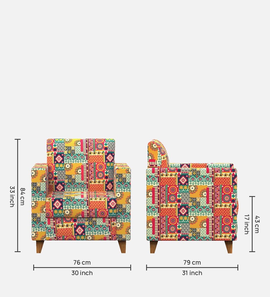 Buy Modern Fabric 1 Seater Sofa in Floral Swirls Colour by Chumbak ...
