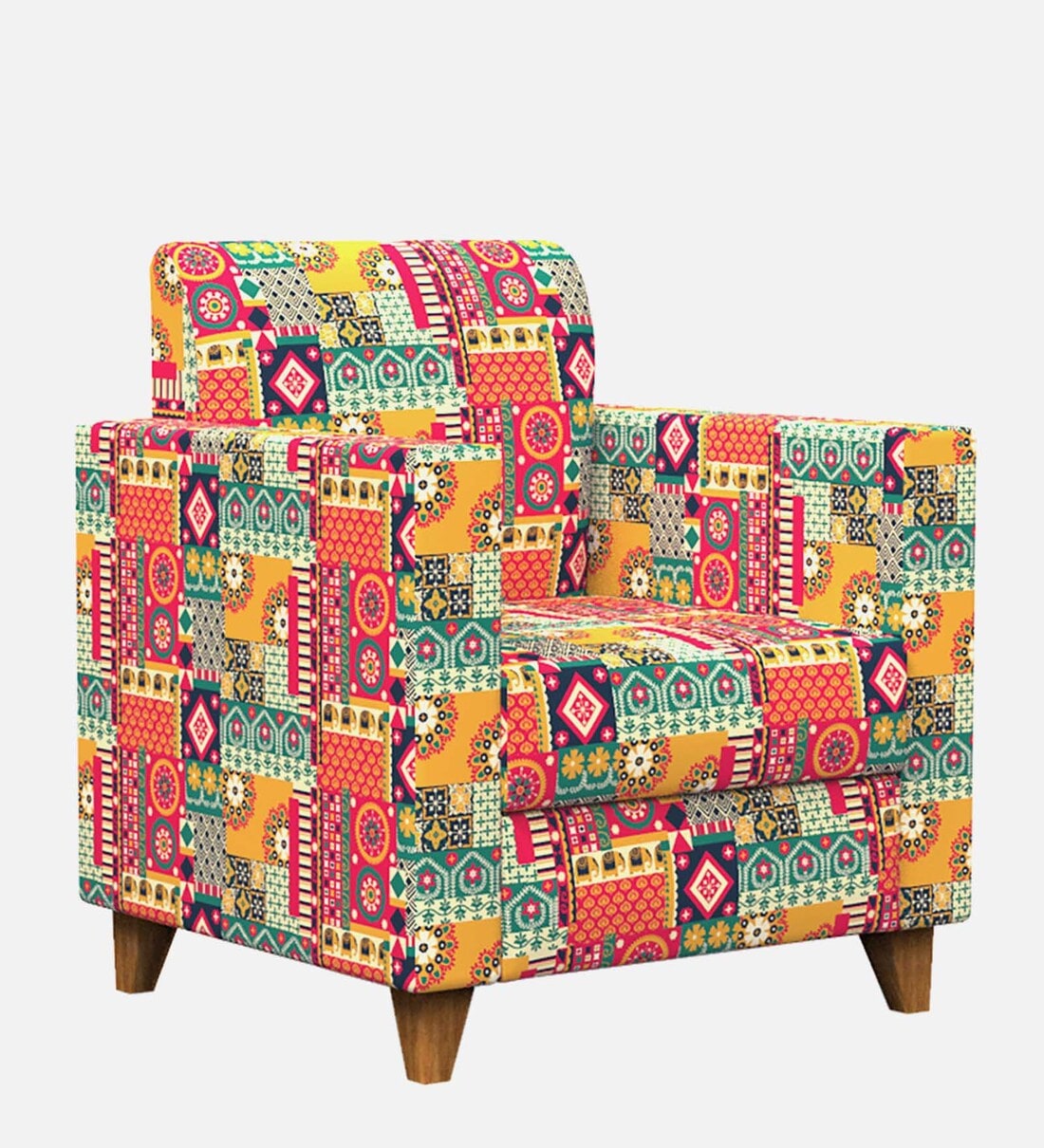 Buy Modern Fabric 1 Seater Sofa in Floral Swirls Colour by Chumbak ...