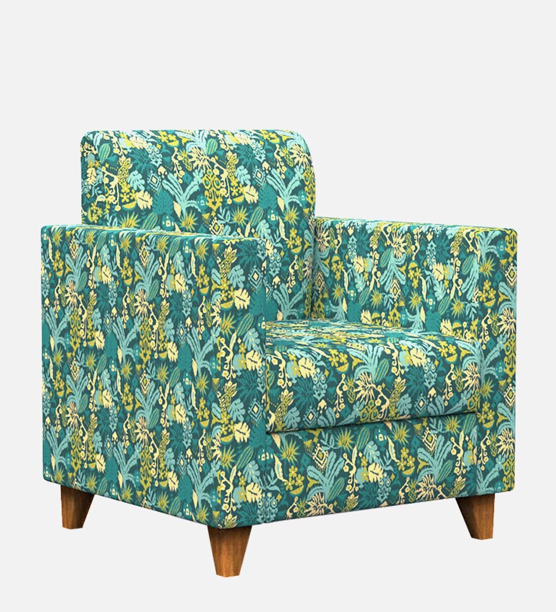Buy Modern Fabric 1 Seater Sofa in Tropical Ikkat Colour by Chumbak ...