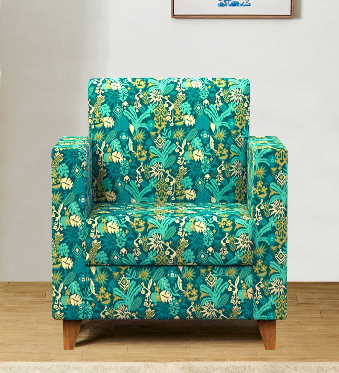 Buy Modern Fabric 1 Seater Sofa in Tropical Ikkat Colour by Chumbak ...