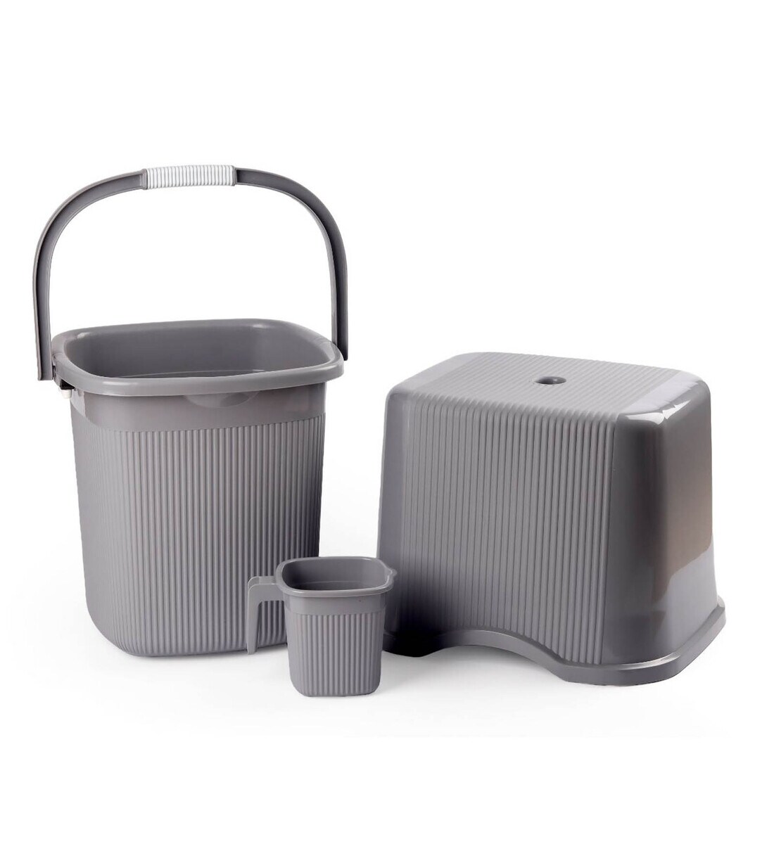 Buy Modern 18 Ltrs Grey 3 Pc Polypropylene Bucket Set by Regalo at 32% ...