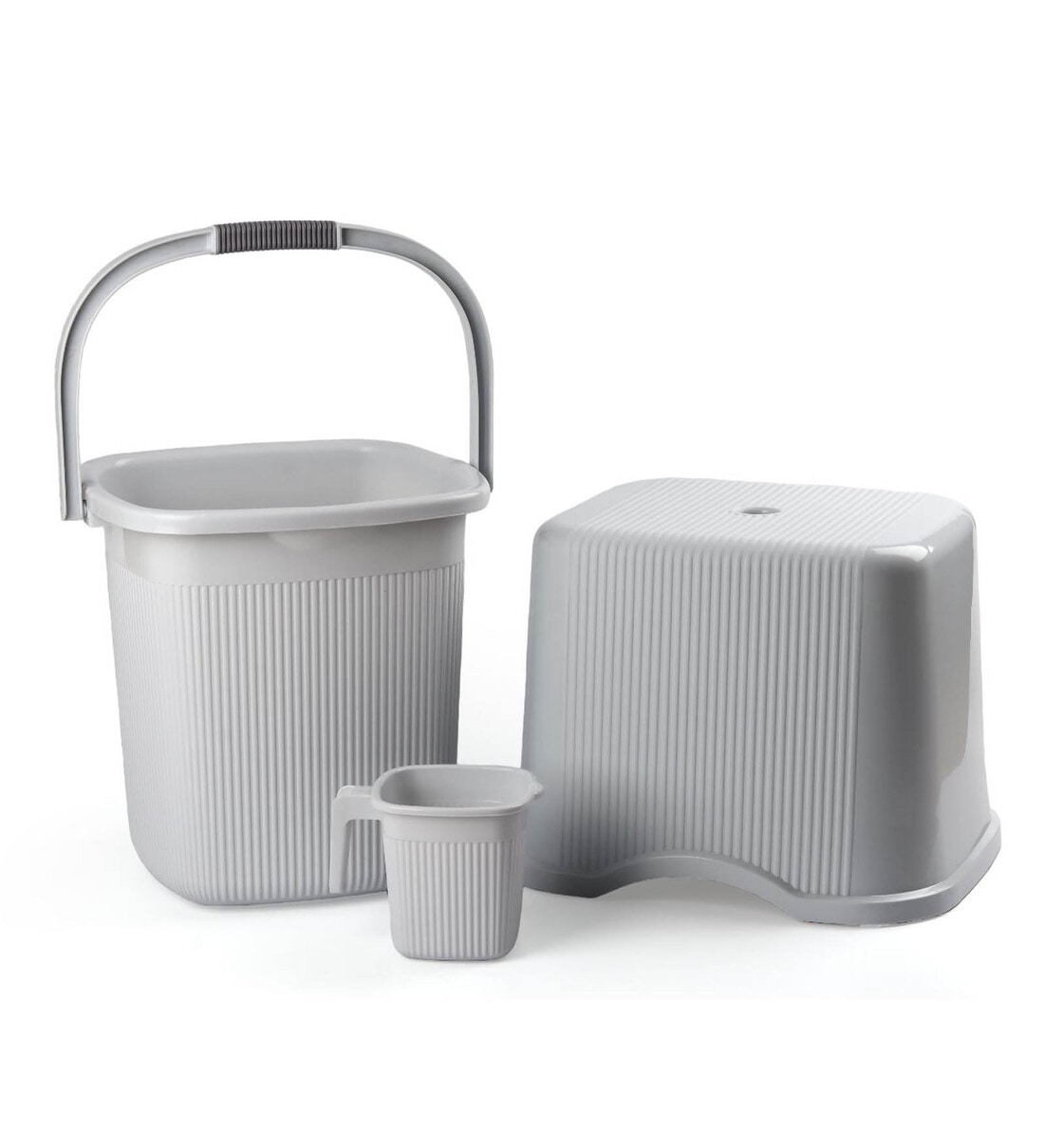 Buy Modern 18 Ltrs Grey 3 Pc Polypropylene Bucket Set by Regalo at 32% ...