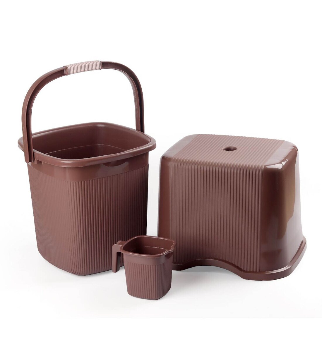 Buy Modern 25 Ltrs Brown 3 Pc Polypropylene Bucket Set by Regalo at 39% ...