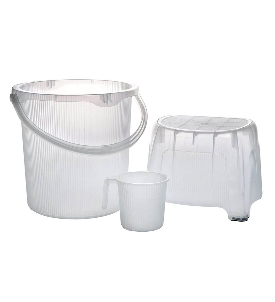 Buy Modern 25 Ltrs Clear 3 Pc Polypropylene Bucket Set by Regalo at 45% ...
