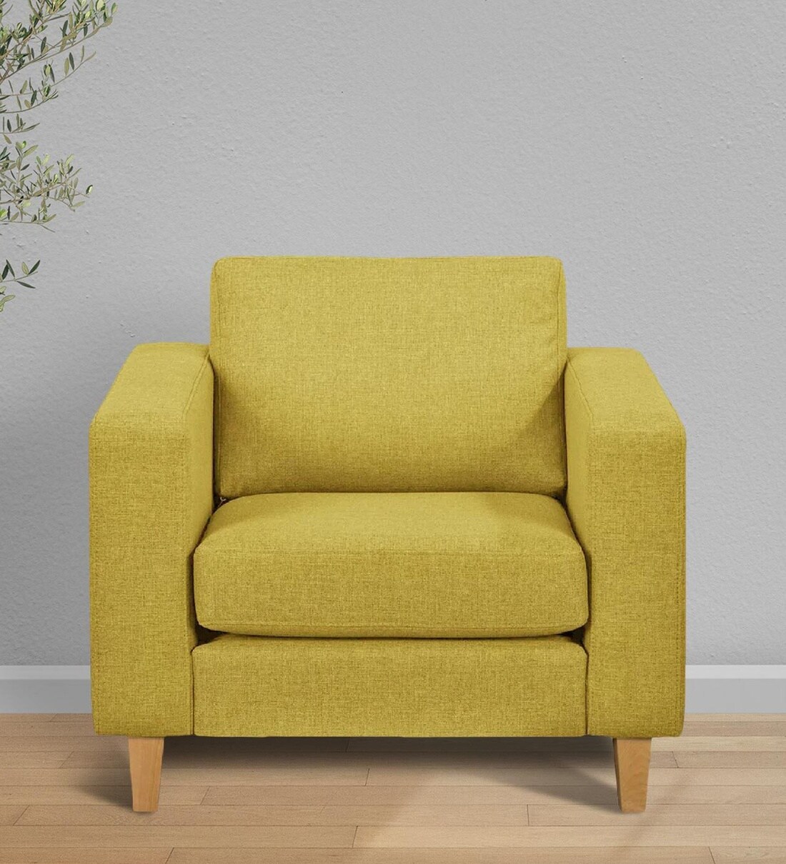 Buy Modern Allen Fabric 1 Seater Sofa in Yellow Colour at 52% OFF by ...