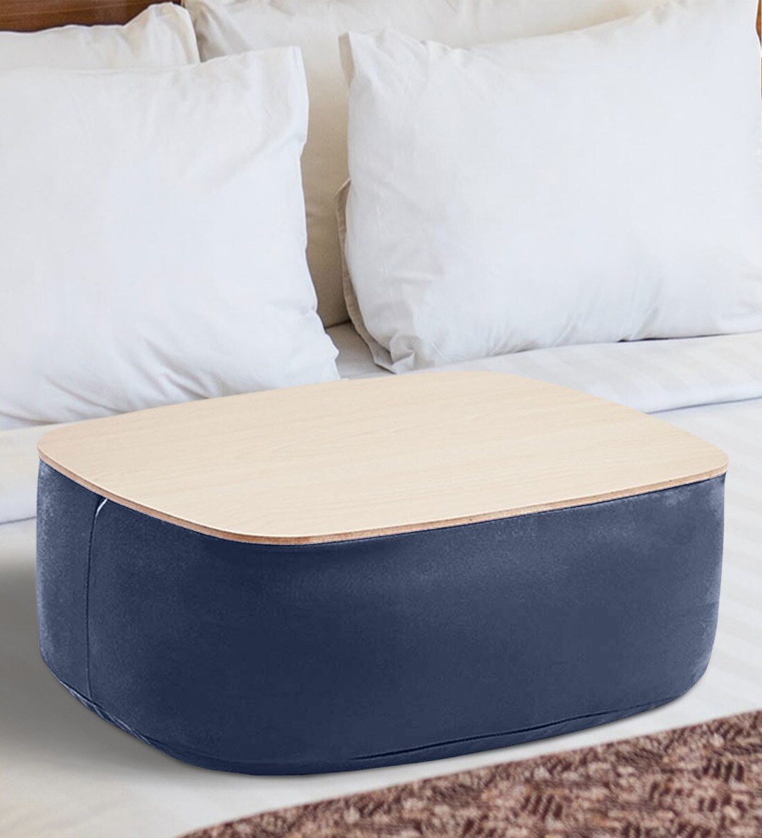 Buy Modern Art Portable Table with Cusion In Navy Blue Colour By The ...