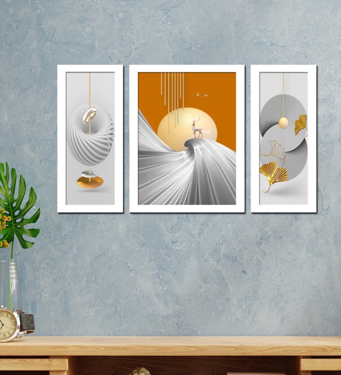 Buy Modern Deer Abstarct MDF Art Print Set of 3 at 15% OFF by Wens ...