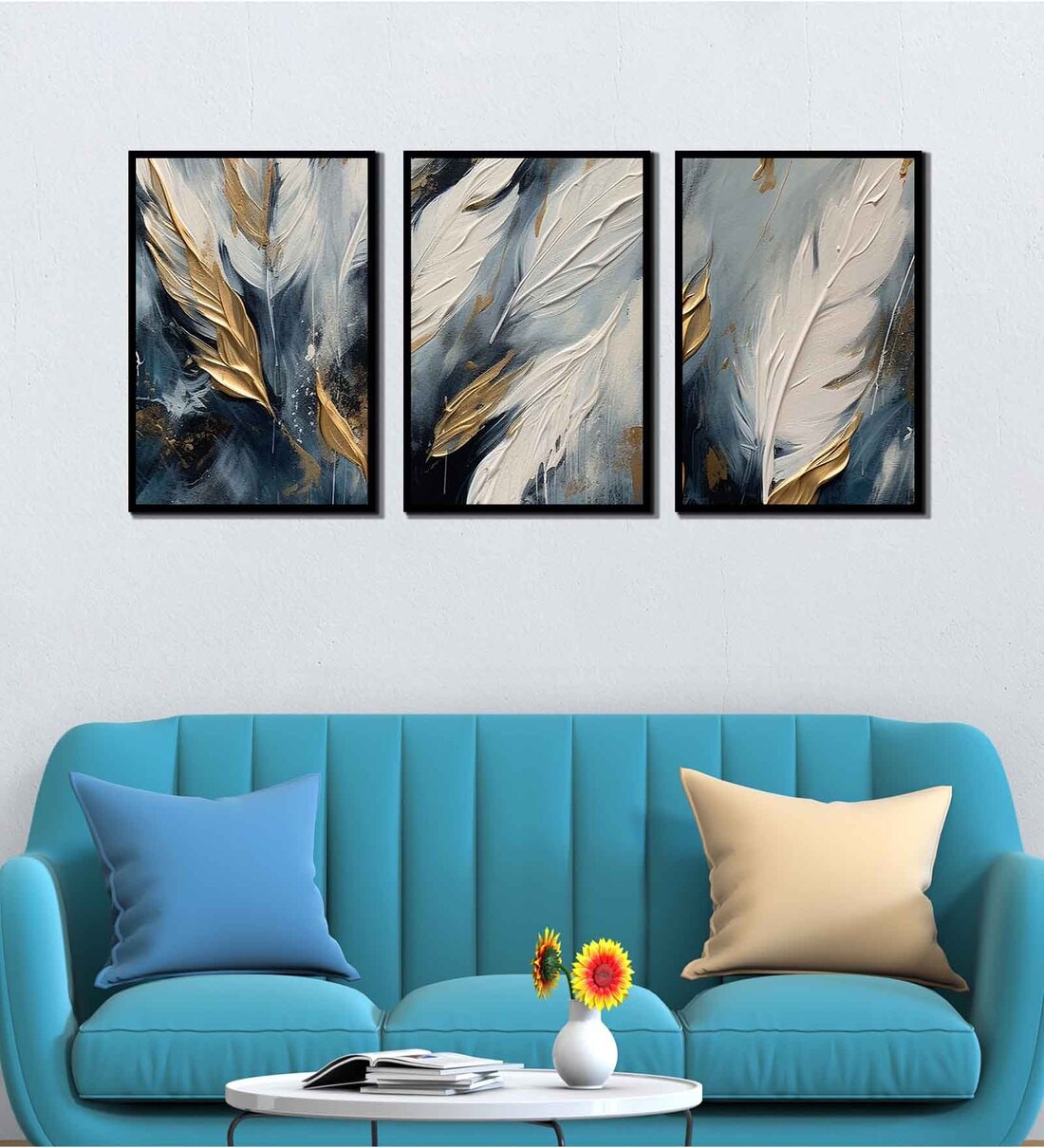 Buy Modern Multicolour Canvas & MDF (Set of 3) Framed Art Panels at 13% ...