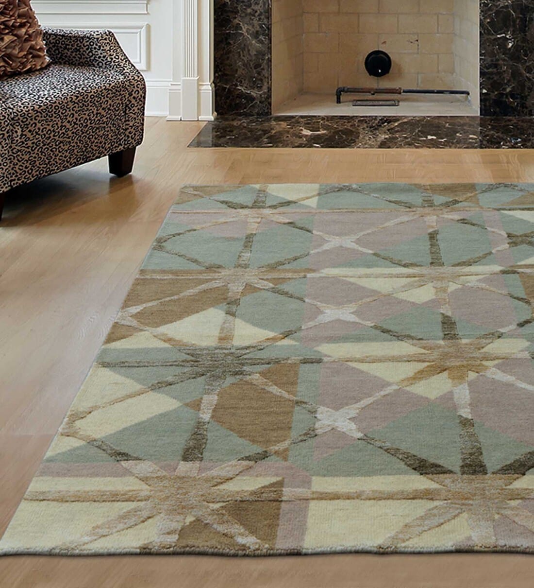 Buy Multicolor Wool Geometrical 2 X 4 Feet Hand Tufted Carpet by Ruban ...