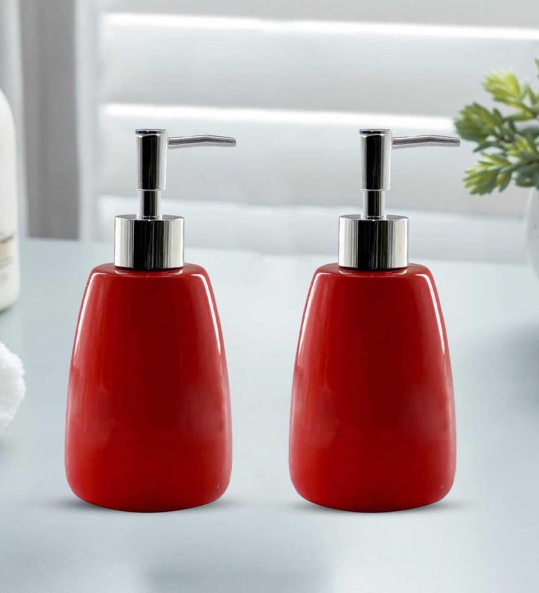 Buy Modern Red Ceramic (Set of 2) Soap Dispensers at 100% OFF by Kookee ...