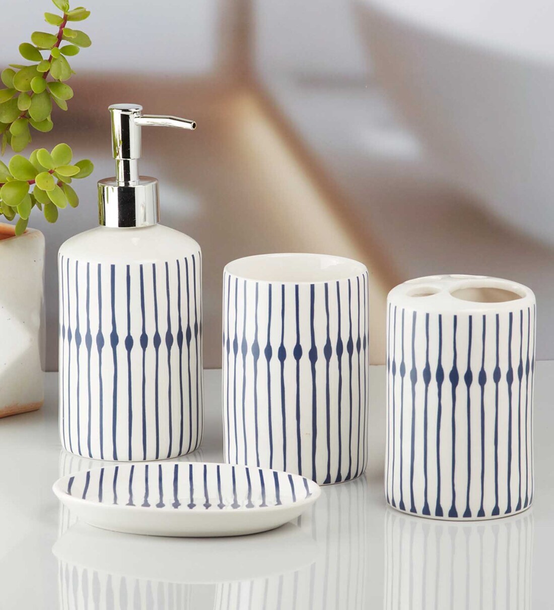 Buy Modern White Ceramic (Set of 4) Bath Set at 100% OFF by Kookee ...