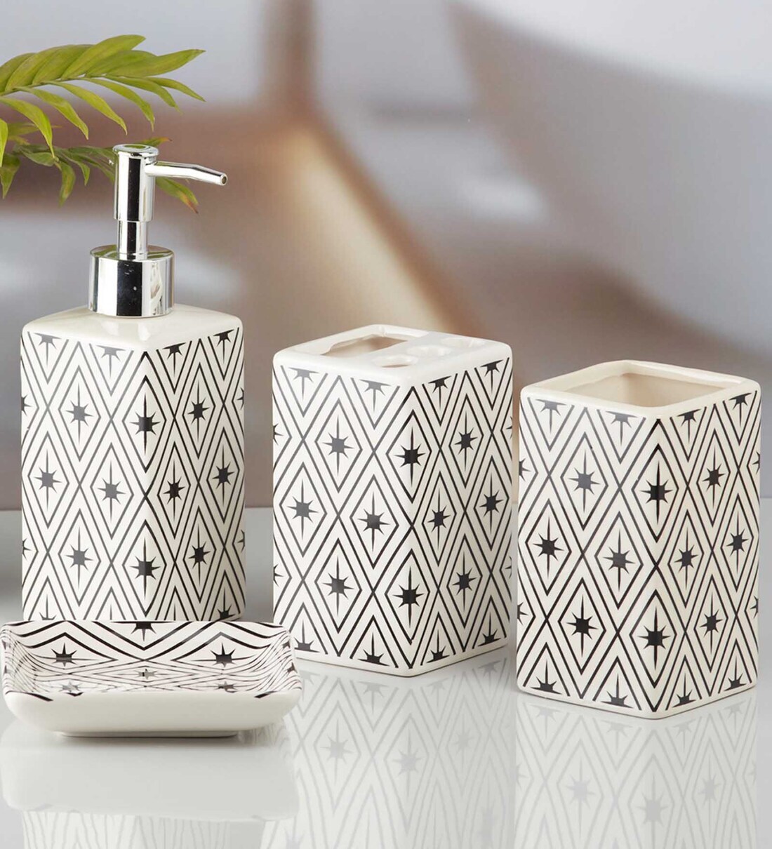 Buy Modern White Ceramic (Set of 4) Bath Set at 16% OFF by Kookee ...