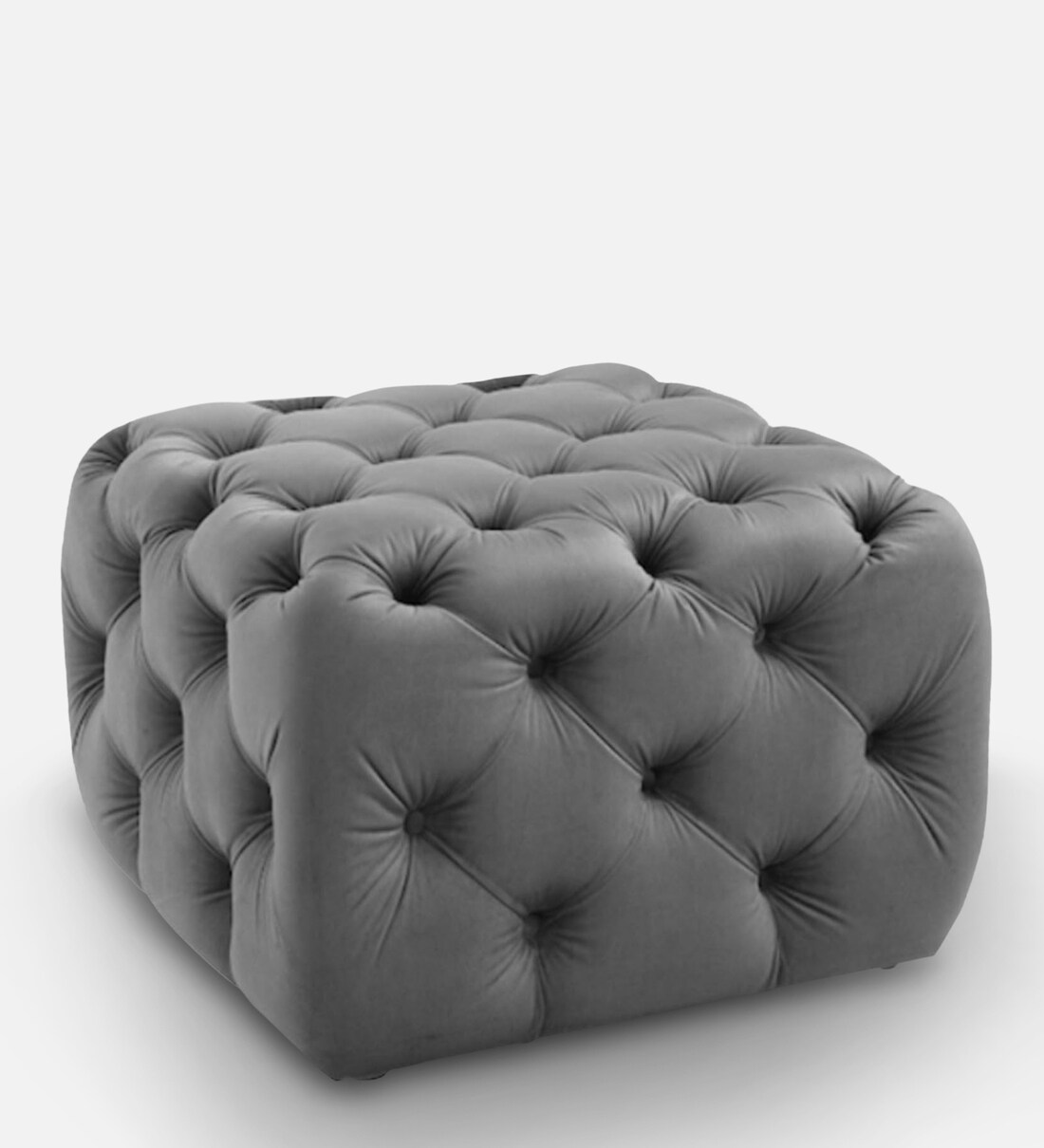 Buy Mojo Tufted Button Pouffe in Midnight Grey Colour by Expressionist ...