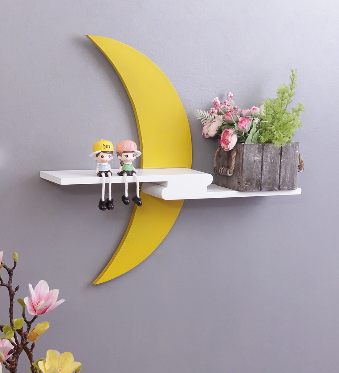 Buy Moon Wall Shelf in Yellow by Wishtank at 20% OFF by Wishtank ...