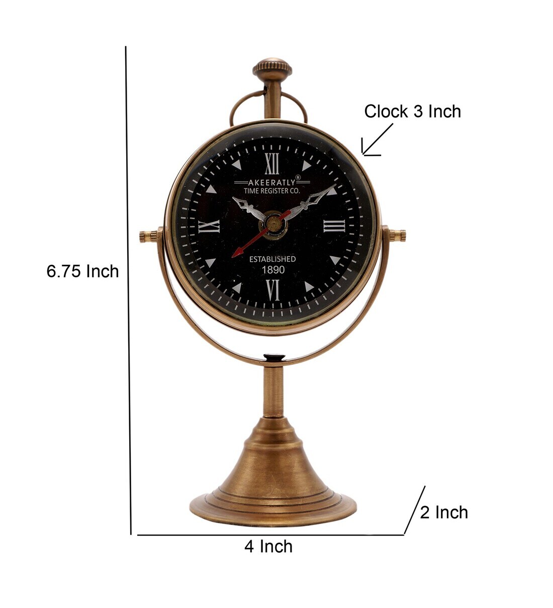 Buy Moon Stand Brown Brass Table Clock by Akeeratly Online - Table ...