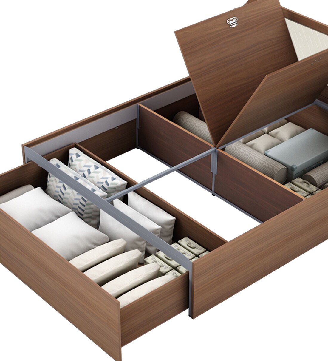 Buy Morf N'Chant Queen Size Bed with Box Storage in Brown & Cream ...