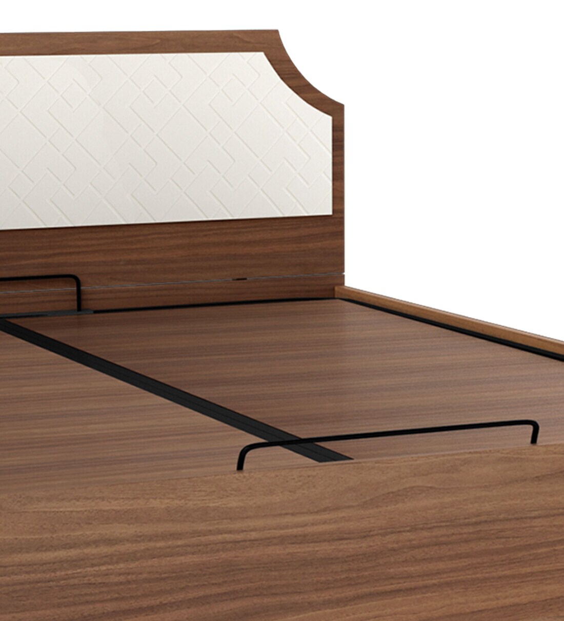 Buy Morf Queen Size Bed in Brown & Cream Finish with Hydraulic Storage ...