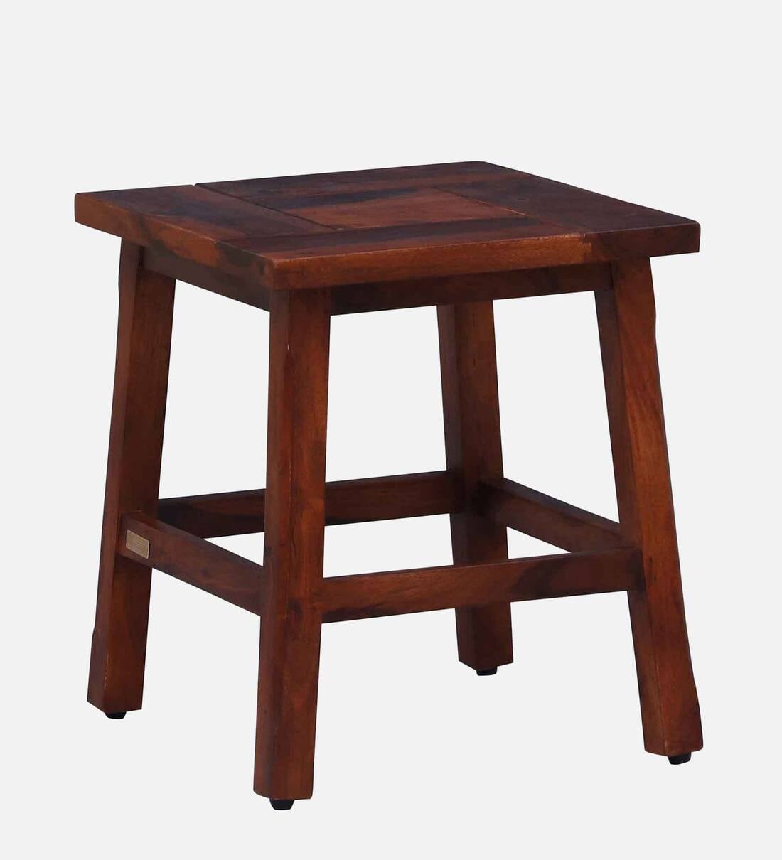 Buy Yaroslave Sheesham Wood Seating Stool In Honey Oak Finish Online ...