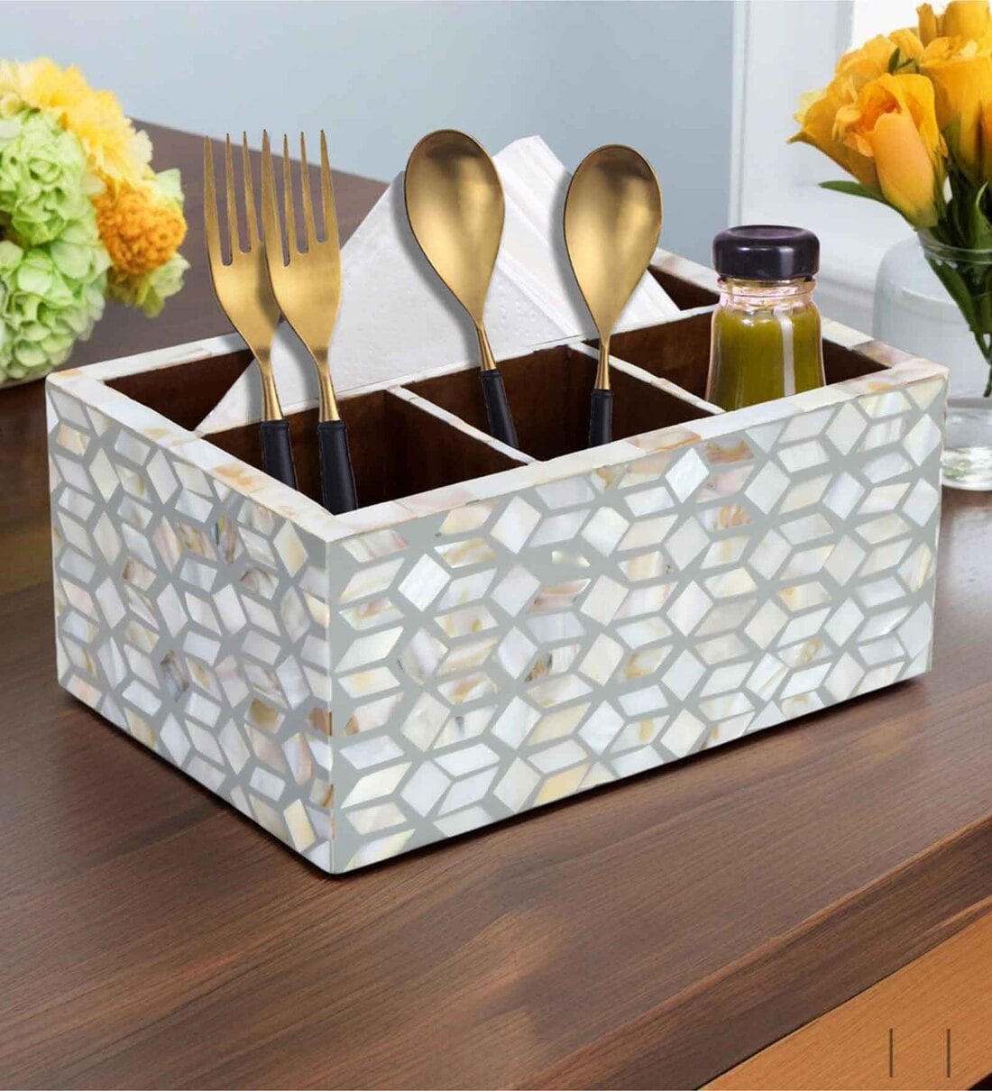 Buy Grey MDF Geometric Cutlery & Tissue Holder at 14% OFF by The Home ...