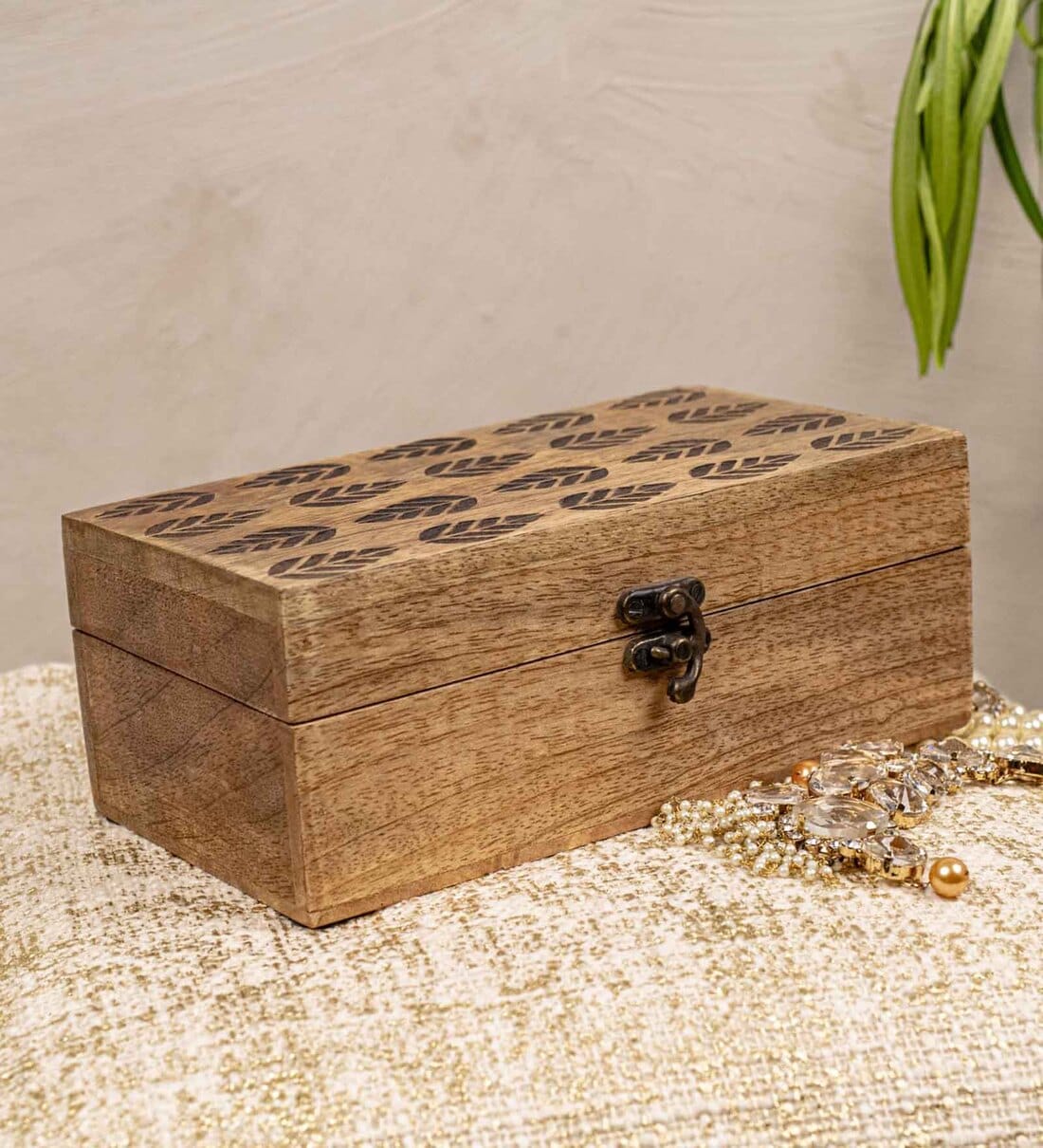 Buy Brown & Black Acacia & Sagwaan Moulding Motif Storage Decorative ...