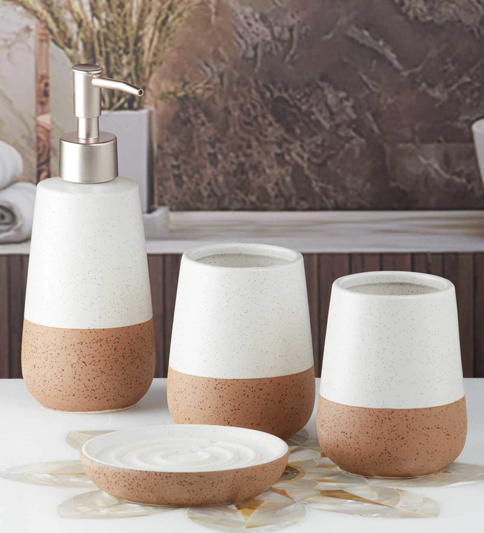 Buy Modern Brown Ceramic (Set of 4) Bath Set at 100% OFF by Kookee ...