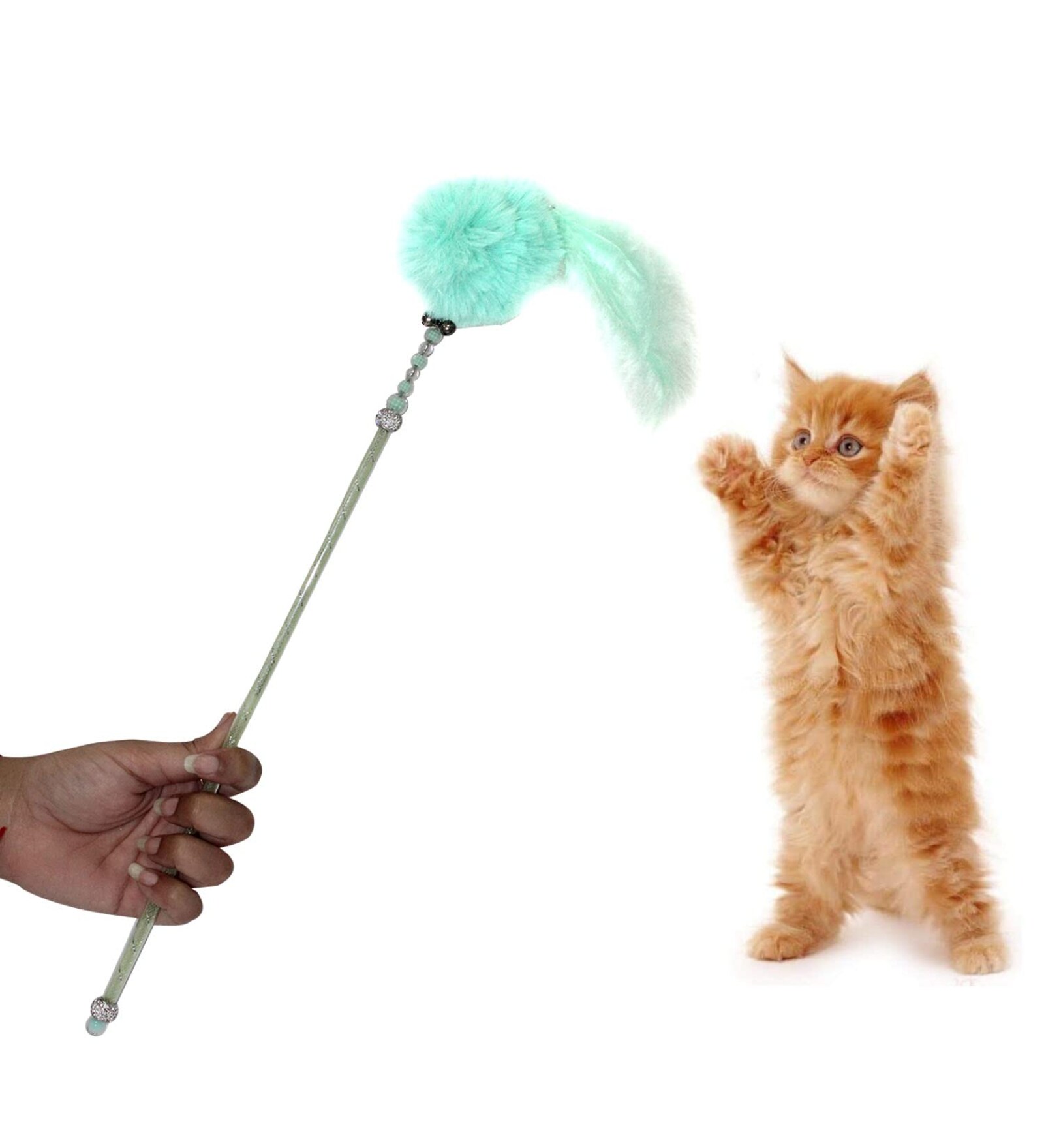 Buy Feathered Fun Interactive Pink Nylon Cat Interactive Wand Stick at ...