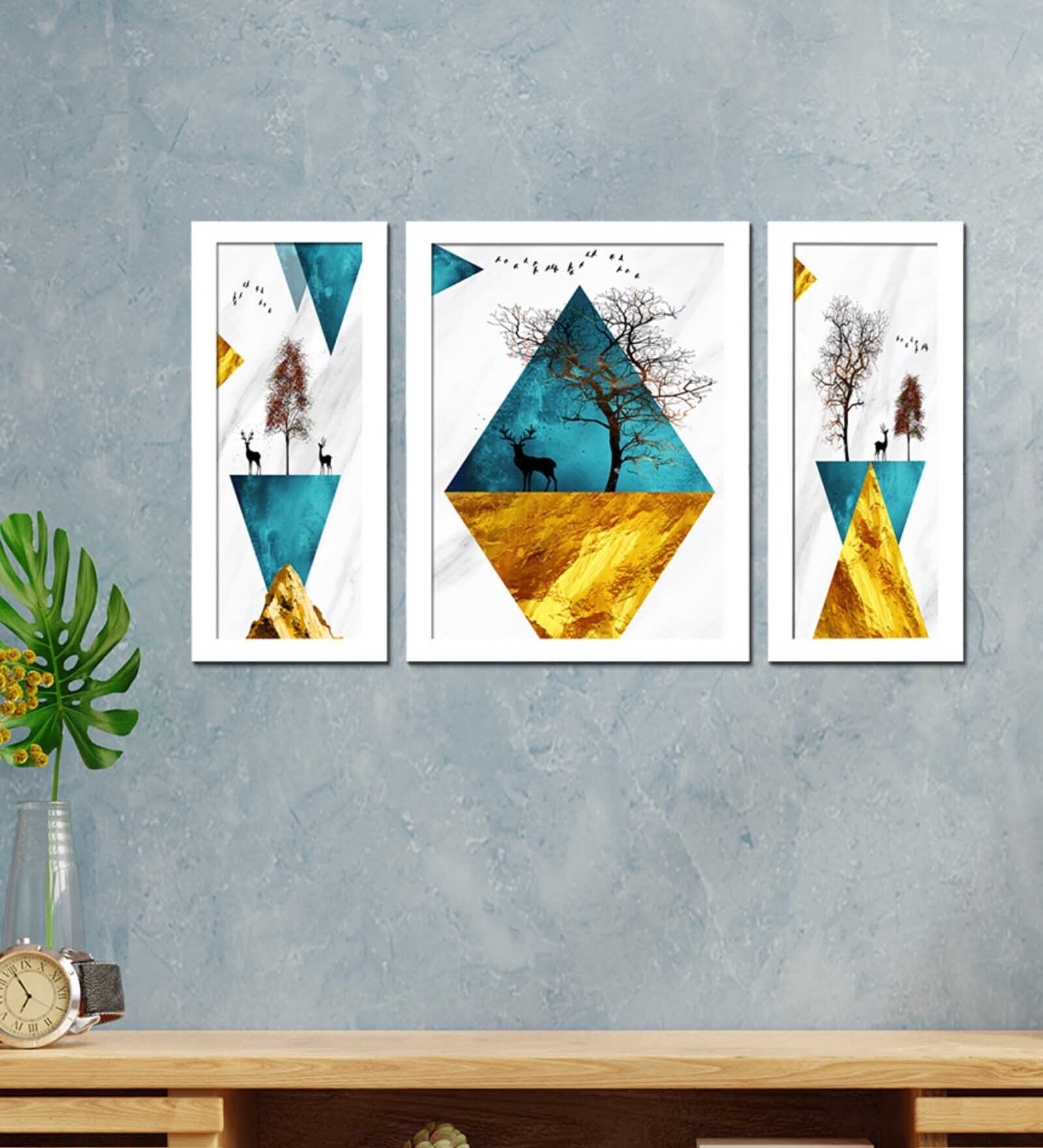 Buy Modern Deer MDF Art Print Set of 3 at 36% OFF by Wens | Pepperfry