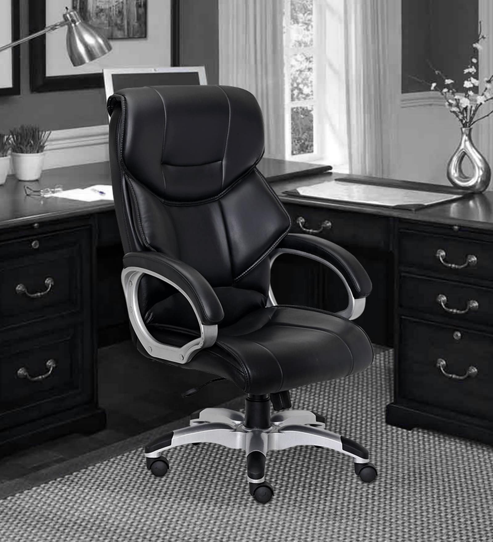 Buy Modern Executive Chair in Black Colour By VJ interior Online ...