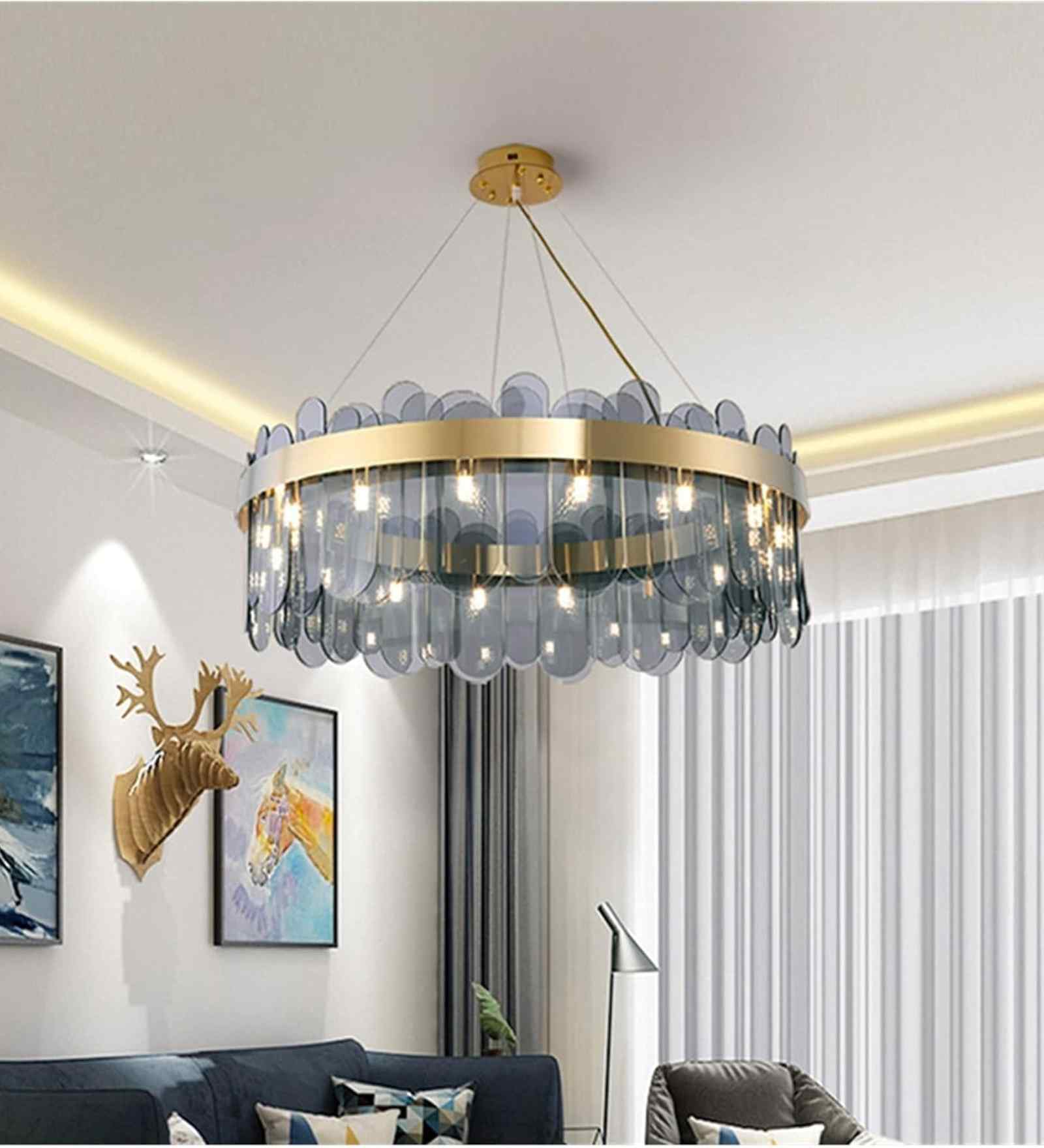 Buy Modern Glass Drop Chandelier Gold Frame at 33% OFF by Stello ...