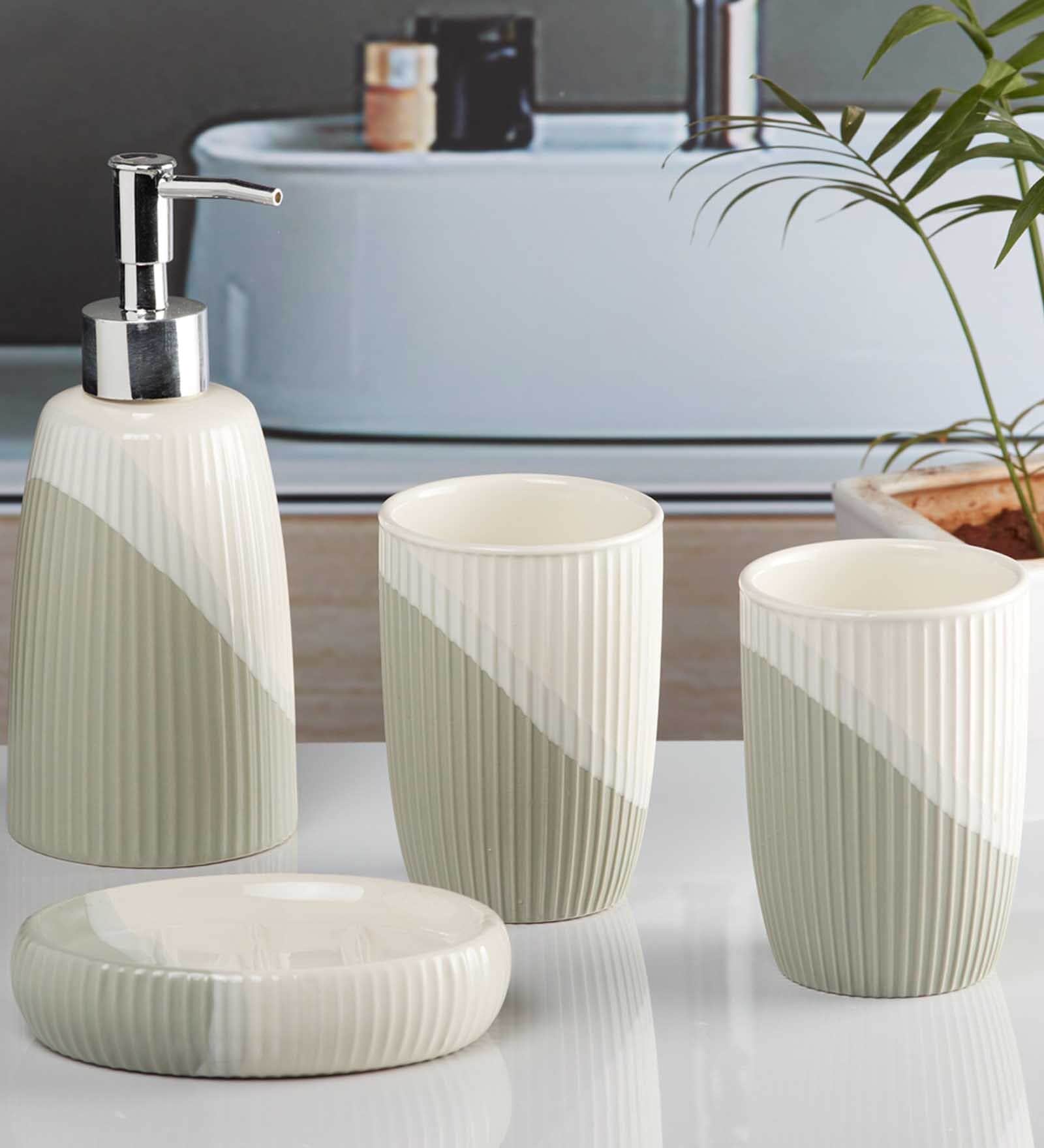 Buy Modern Grey Ceramic (Set of 4) Bath Set at 25% OFF by Kookee ...