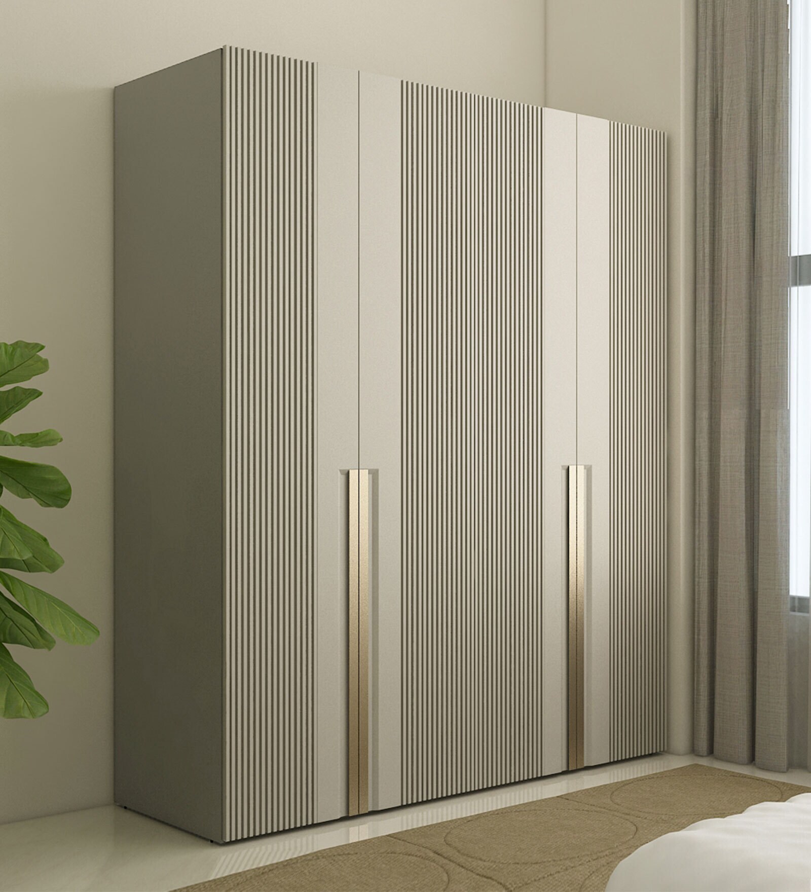 Buy Astor Modern 4 Door Wardrobe in Cashmere Colour with Stripes at 11% ...