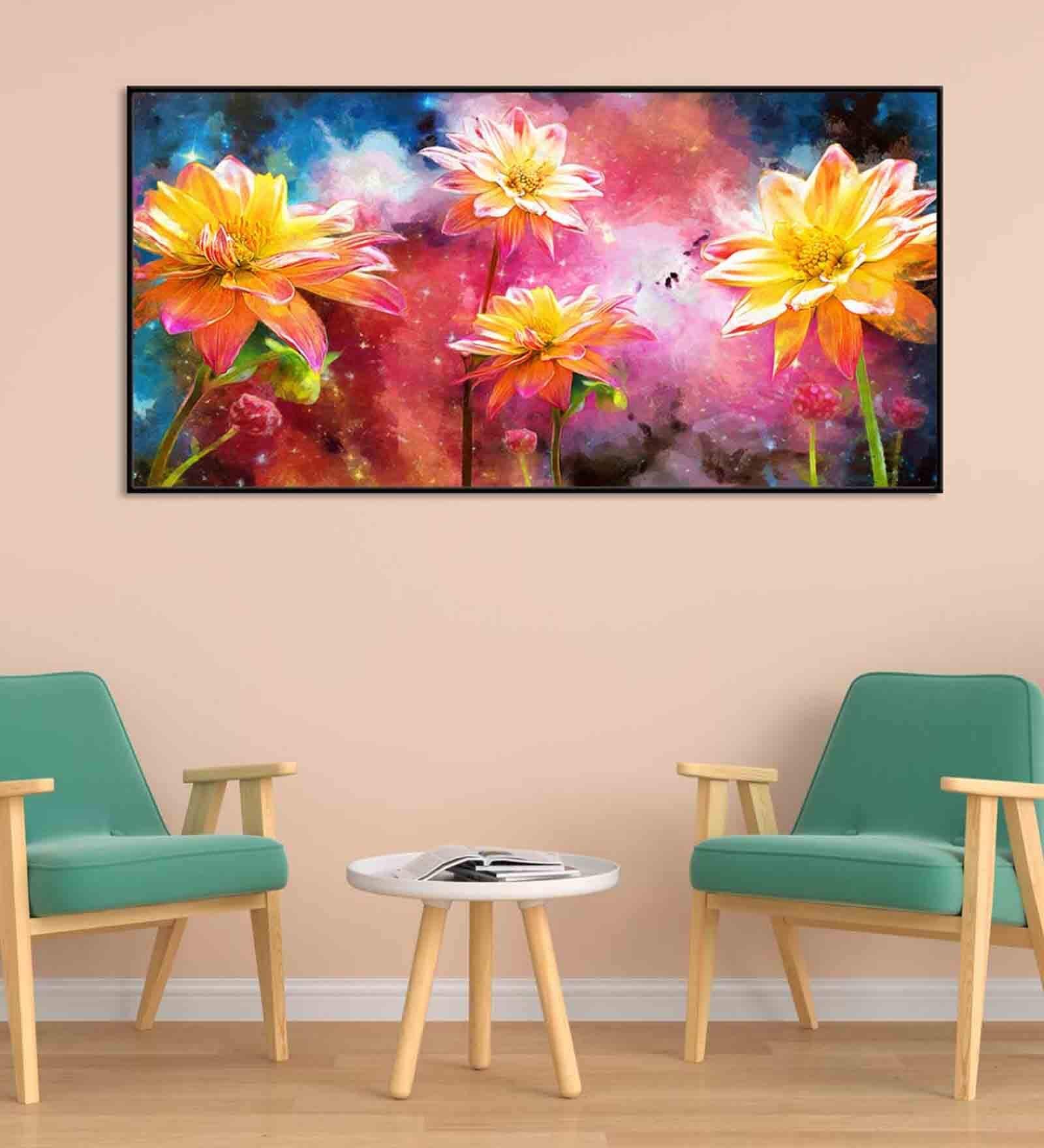 Buy Modern Lotus Multicolor Canvas Framed Floral Art Print at 33% OFF ...