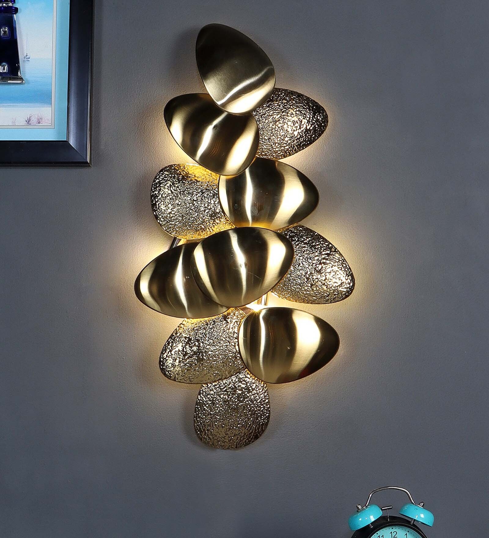 Buy Modern Metal Wall Light With Hammerd & Plain Metal by Stello at 38% ...