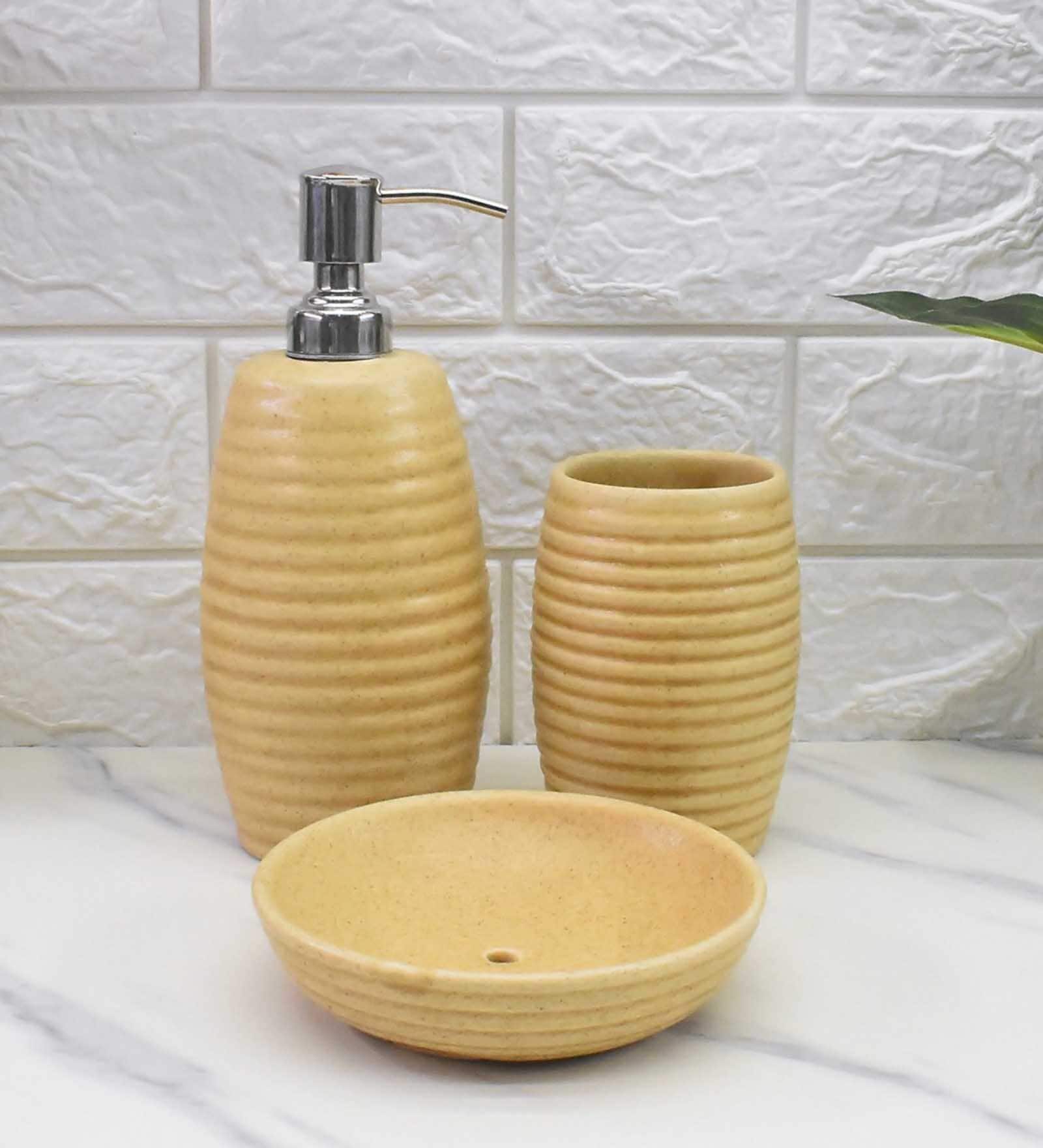 Buy Modern Multicolor Ceramic (Set of 3) Bath Set at 100% OFF by Kookee ...