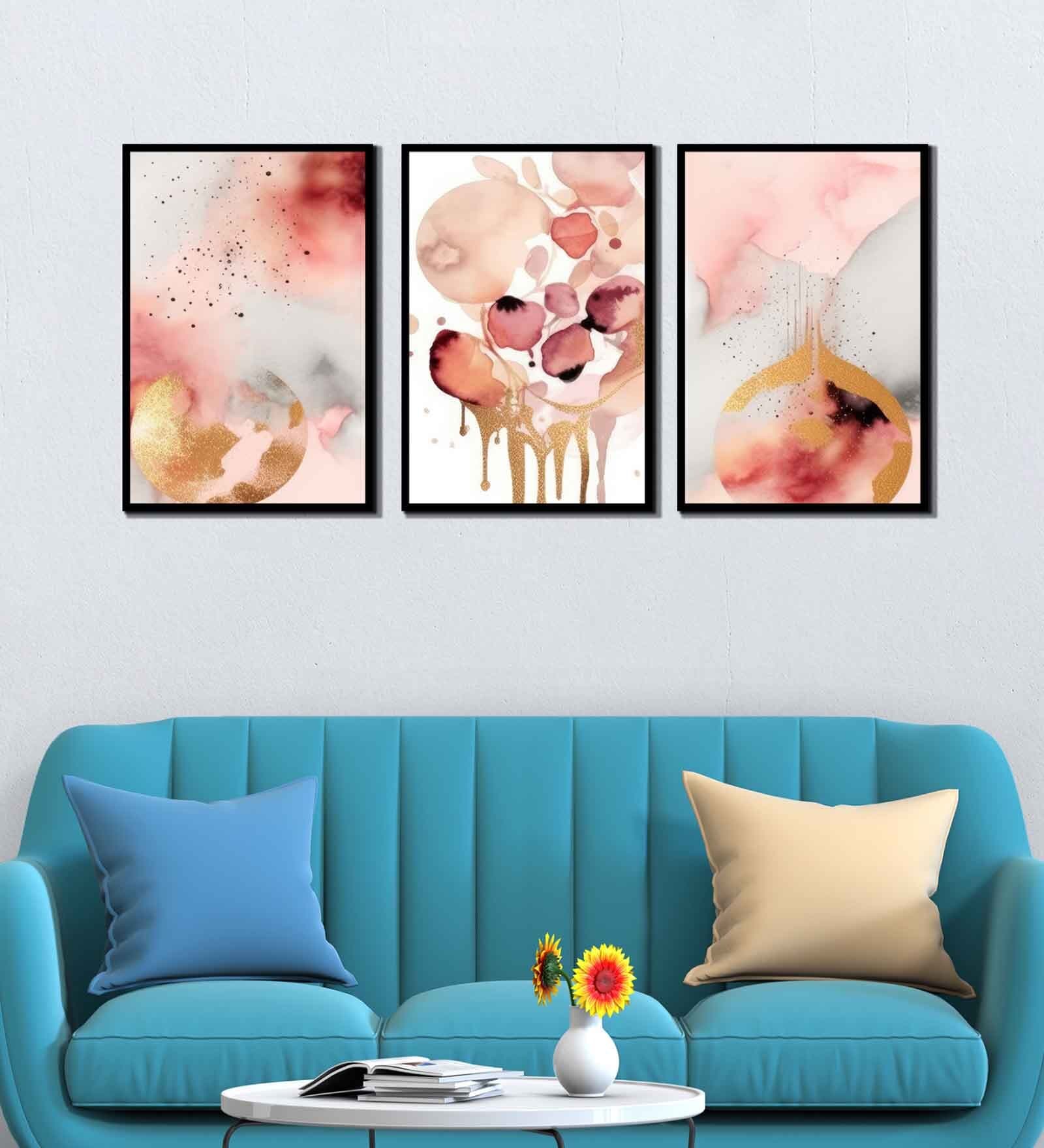 Buy Modern Multicolour Canvas & MDF (Set of 3) Framed Art Panels at 24% ...