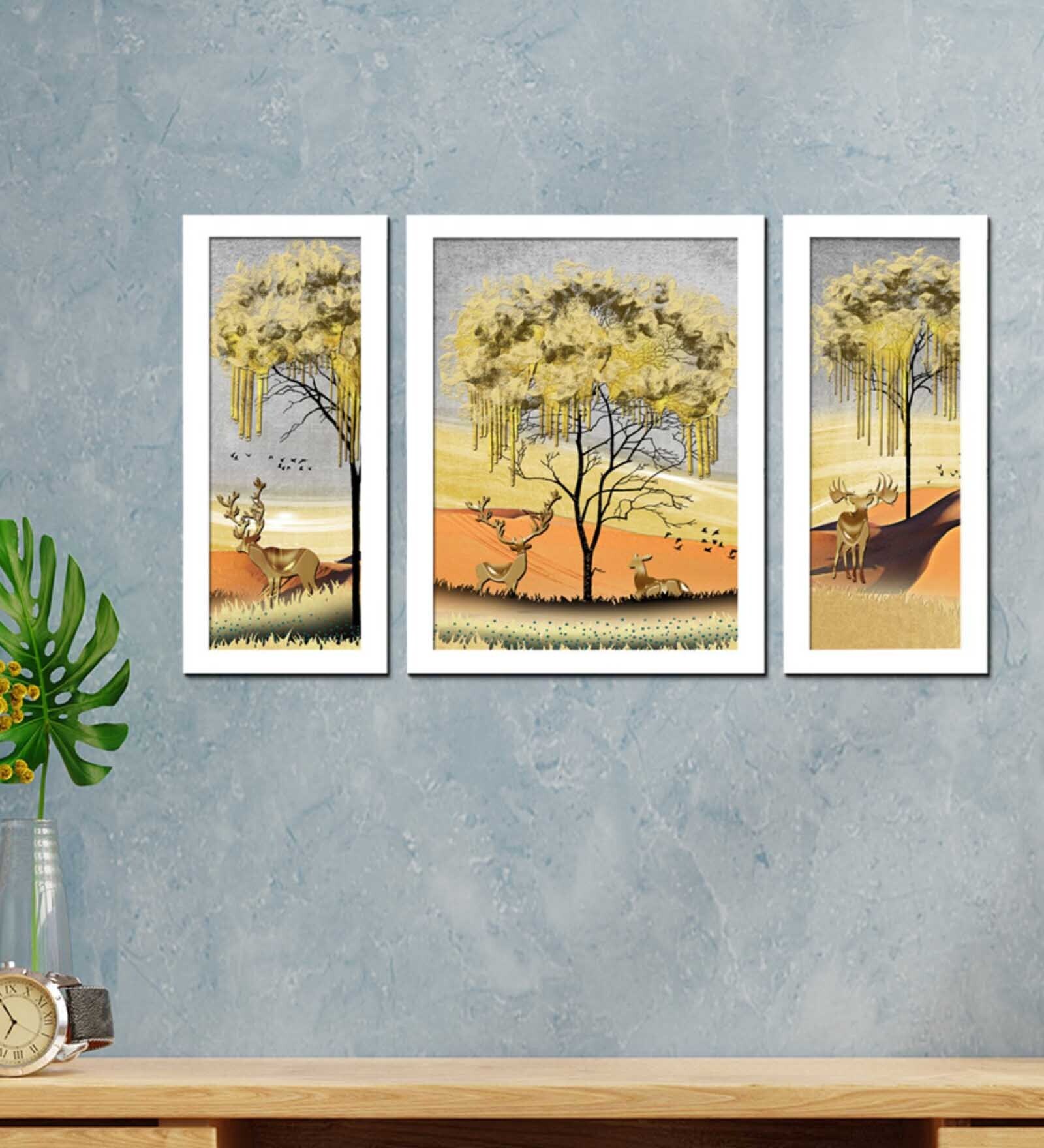 Buy Modern Nature MDF Art Panels Set of 3 at 15% OFF by Wens | Pepperfry