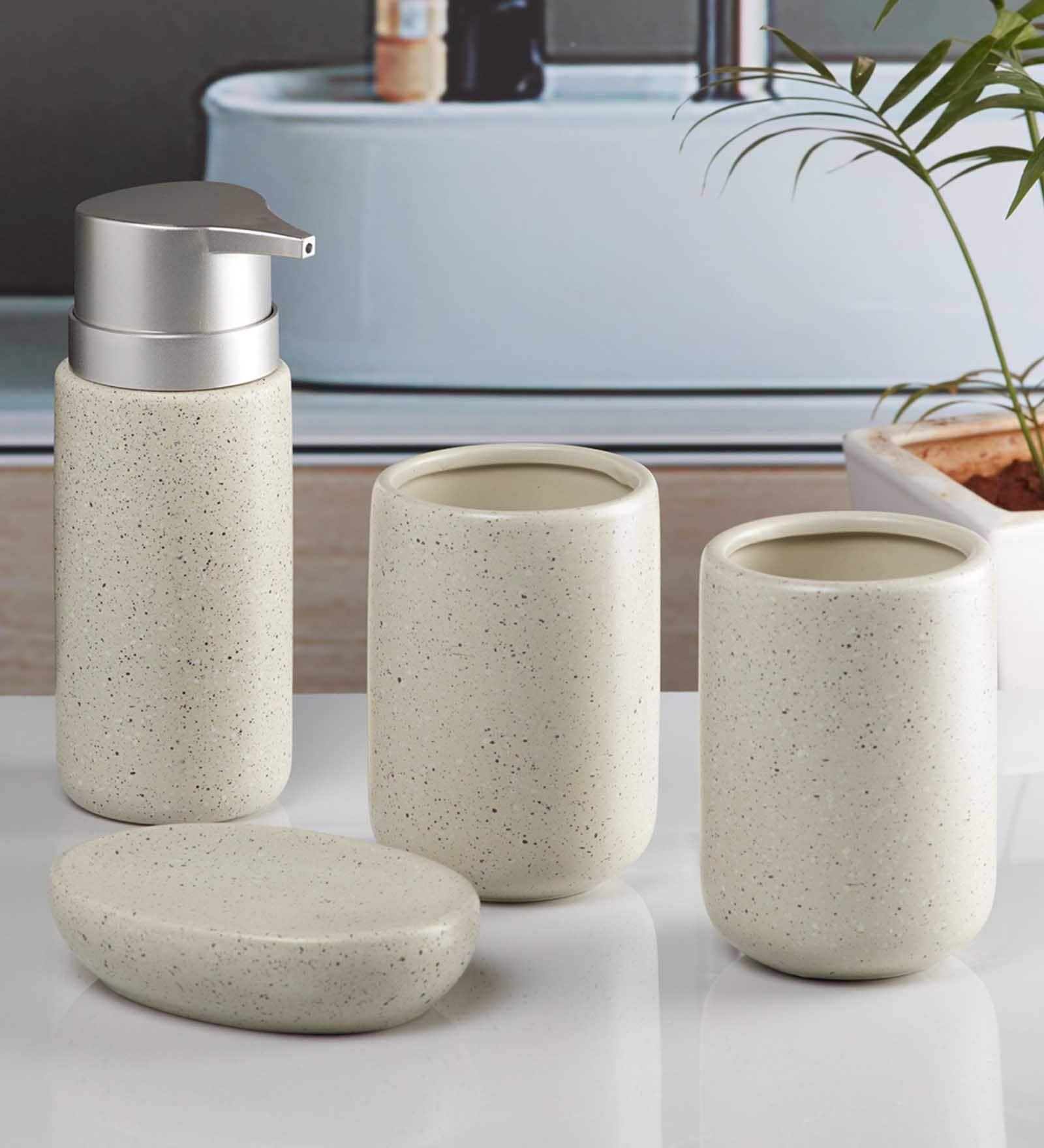 Buy Modern Off White Ceramic (Set of 4) Bath Set at 25% OFF by Kookee ...