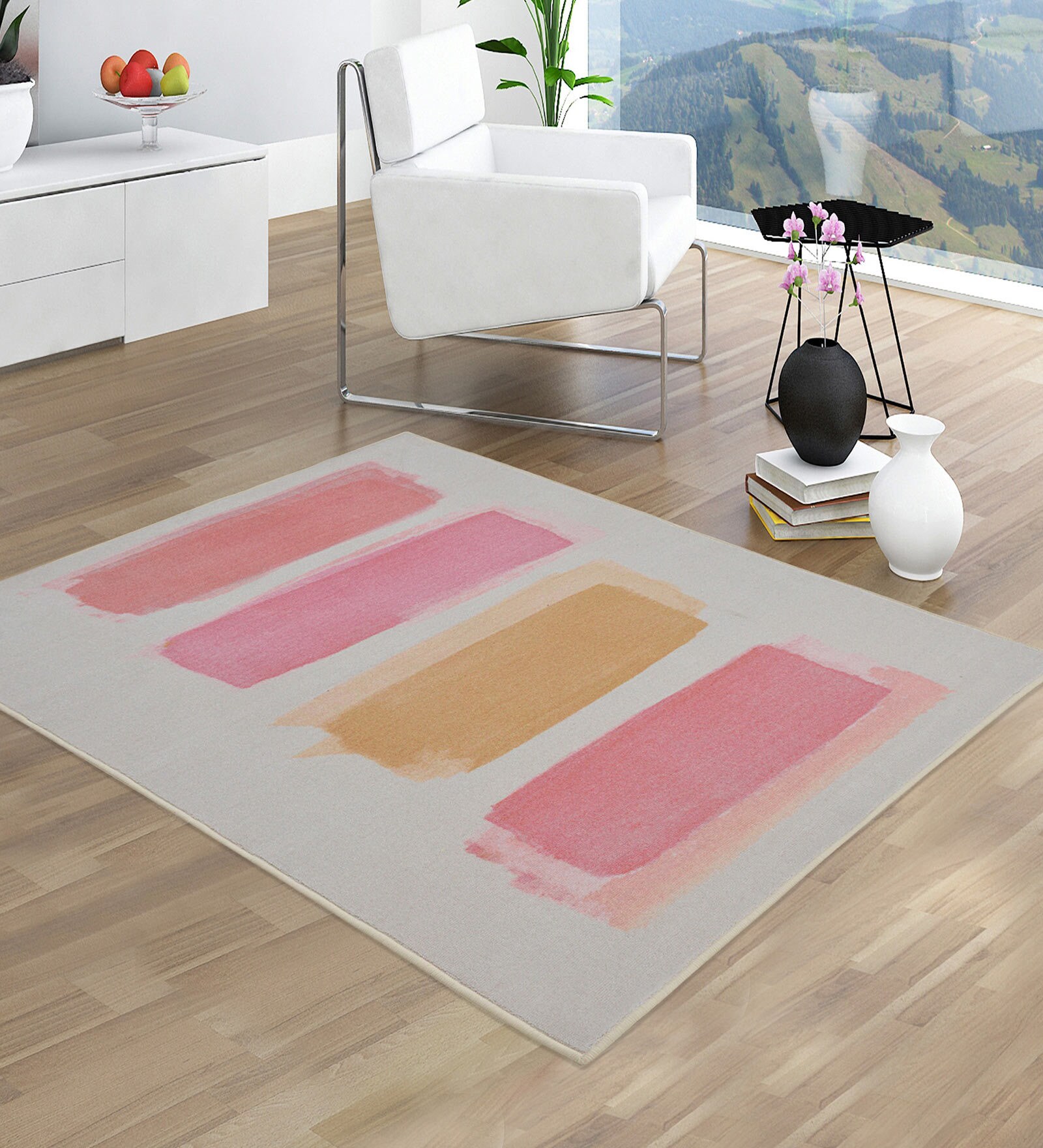 Buy Pink Nylon Abstract 4 X 6 Feet Machine Made Carpet at 1% OFF by ...