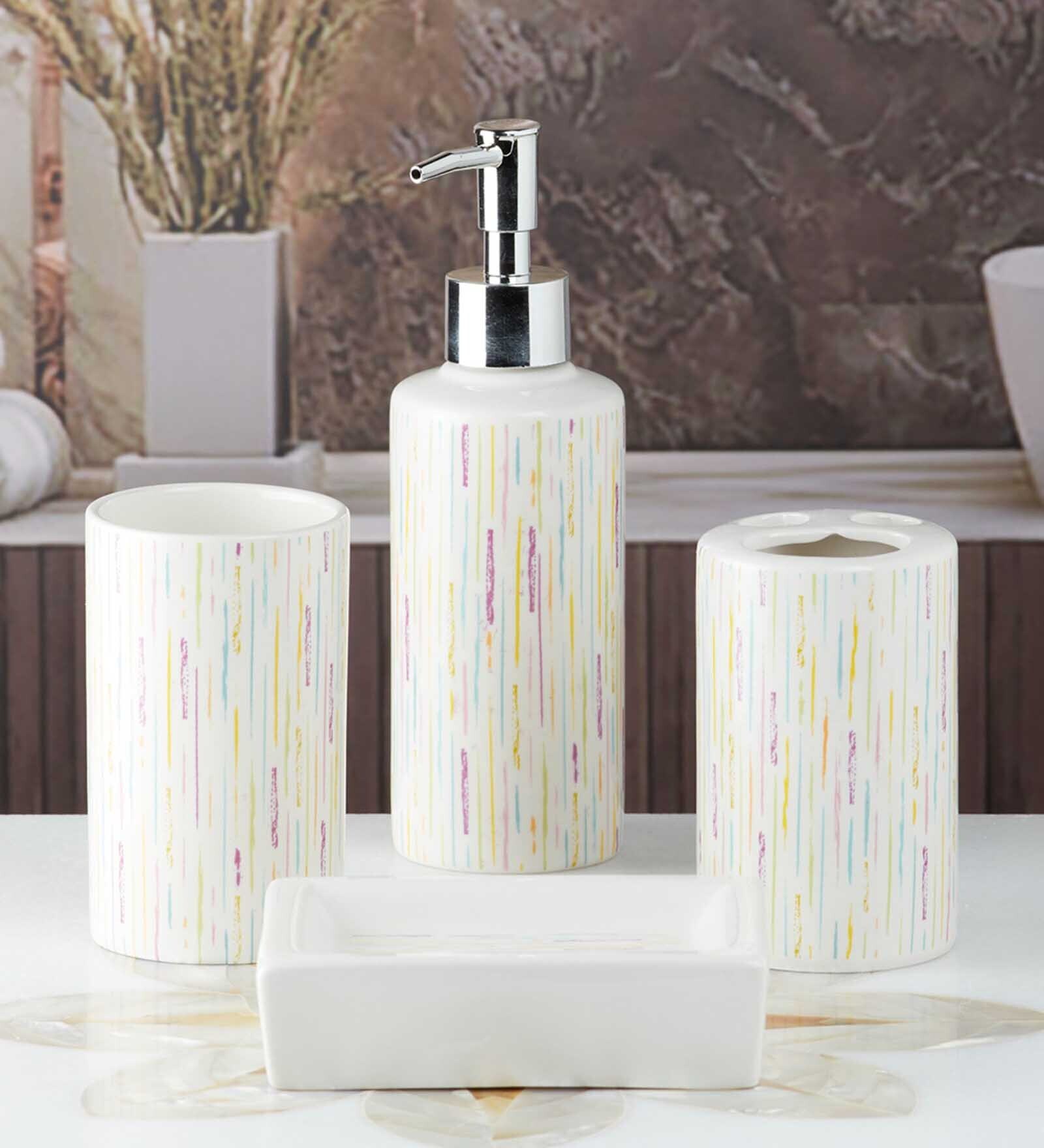 Buy Modern White Ceramic (Set of 4) Bath Set at 25% OFF by Kookee ...