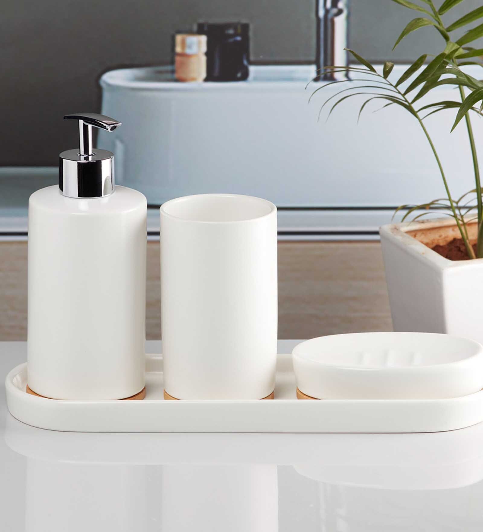 Buy Modern White Ceramic (Set of 4) Bath Set at 100% OFF by Kookee ...