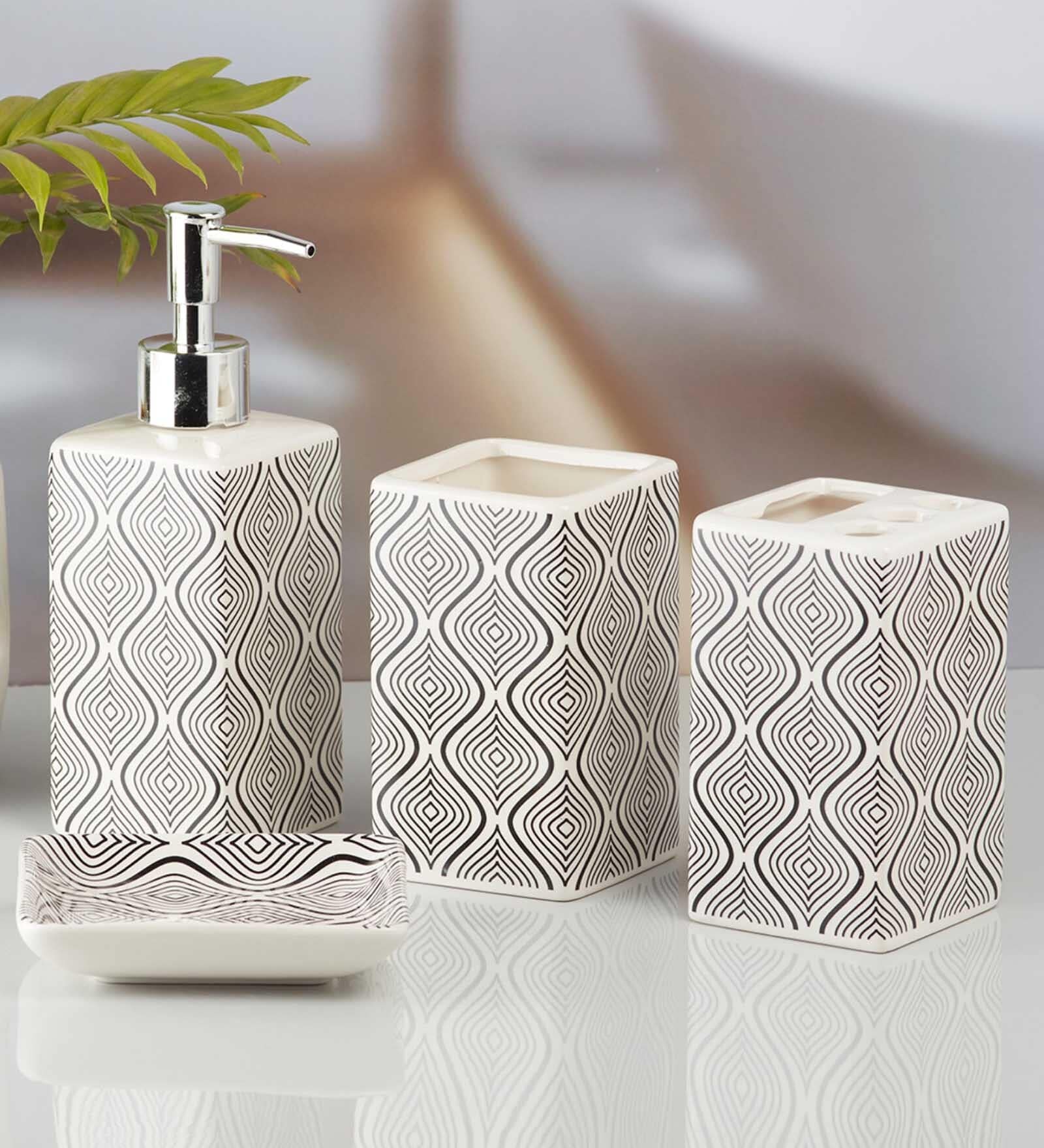 Buy Modern White Ceramic (Set of 4) Bath Set at 25% OFF by Kookee ...