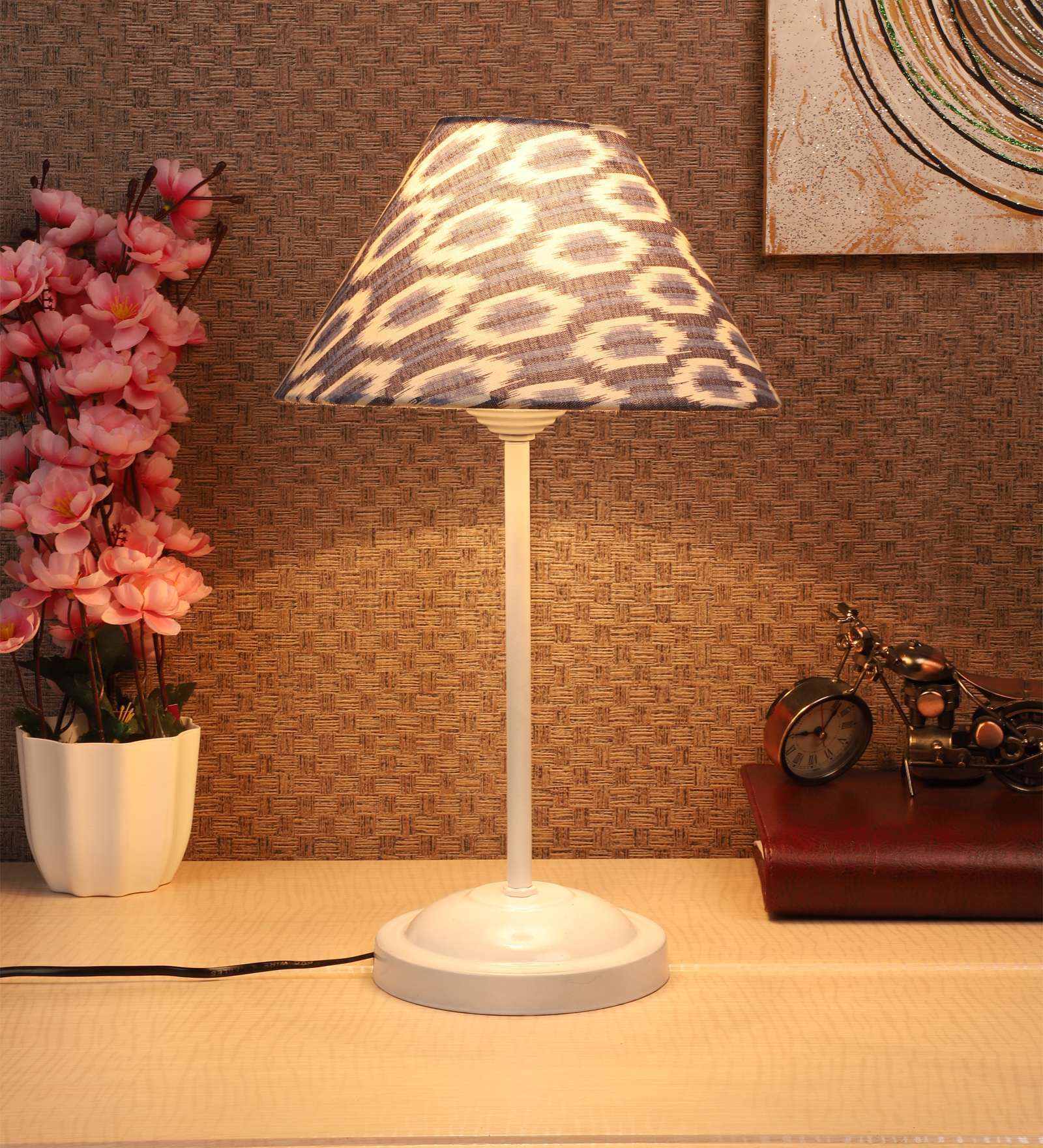 Buy Modern White Metal Table Lamp with Ikat print Shade at 42% OFF by ...