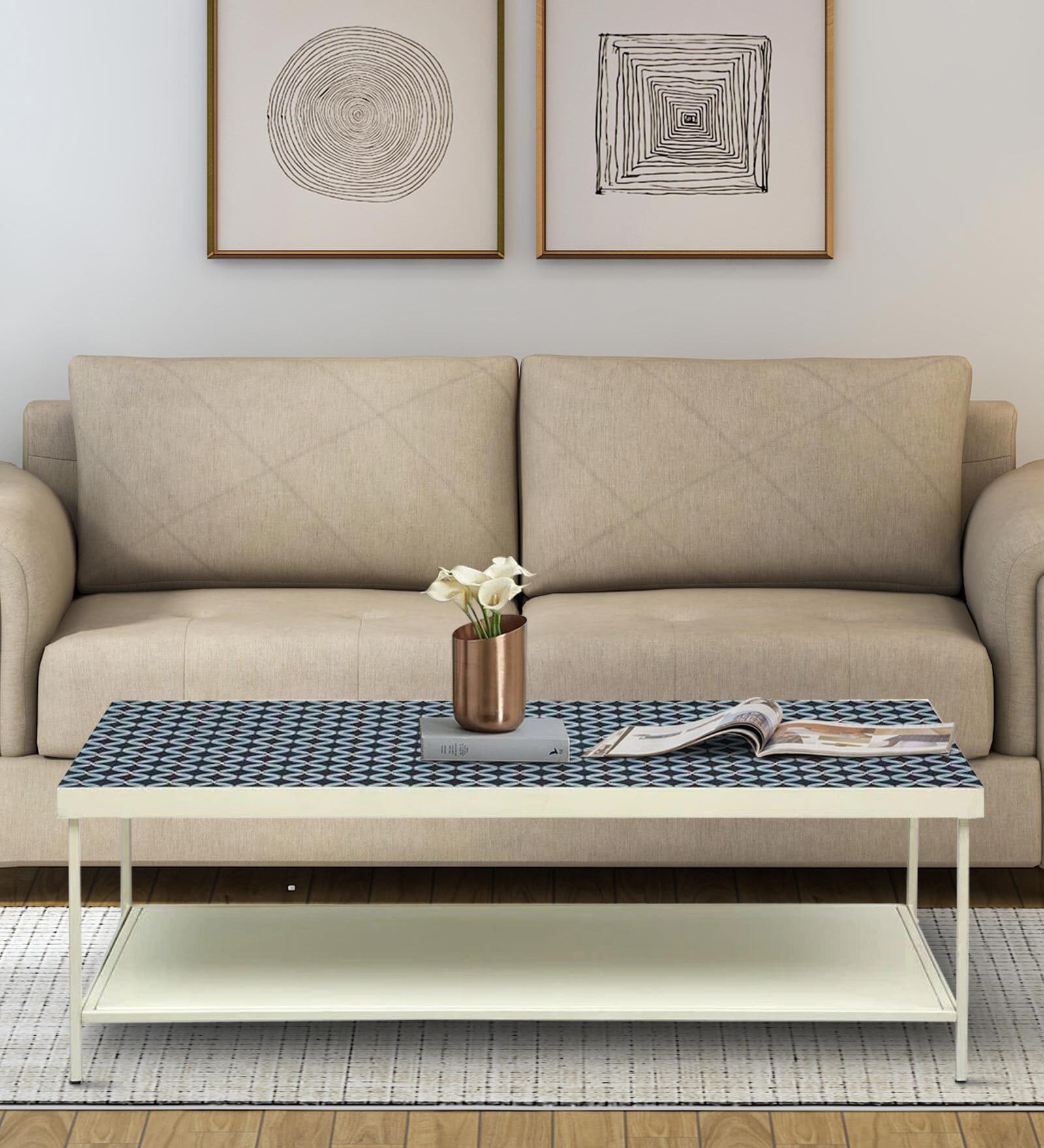 Buy Modoc Coffee Table In White & Blue Finish at 11% OFF by Bohemiana ...