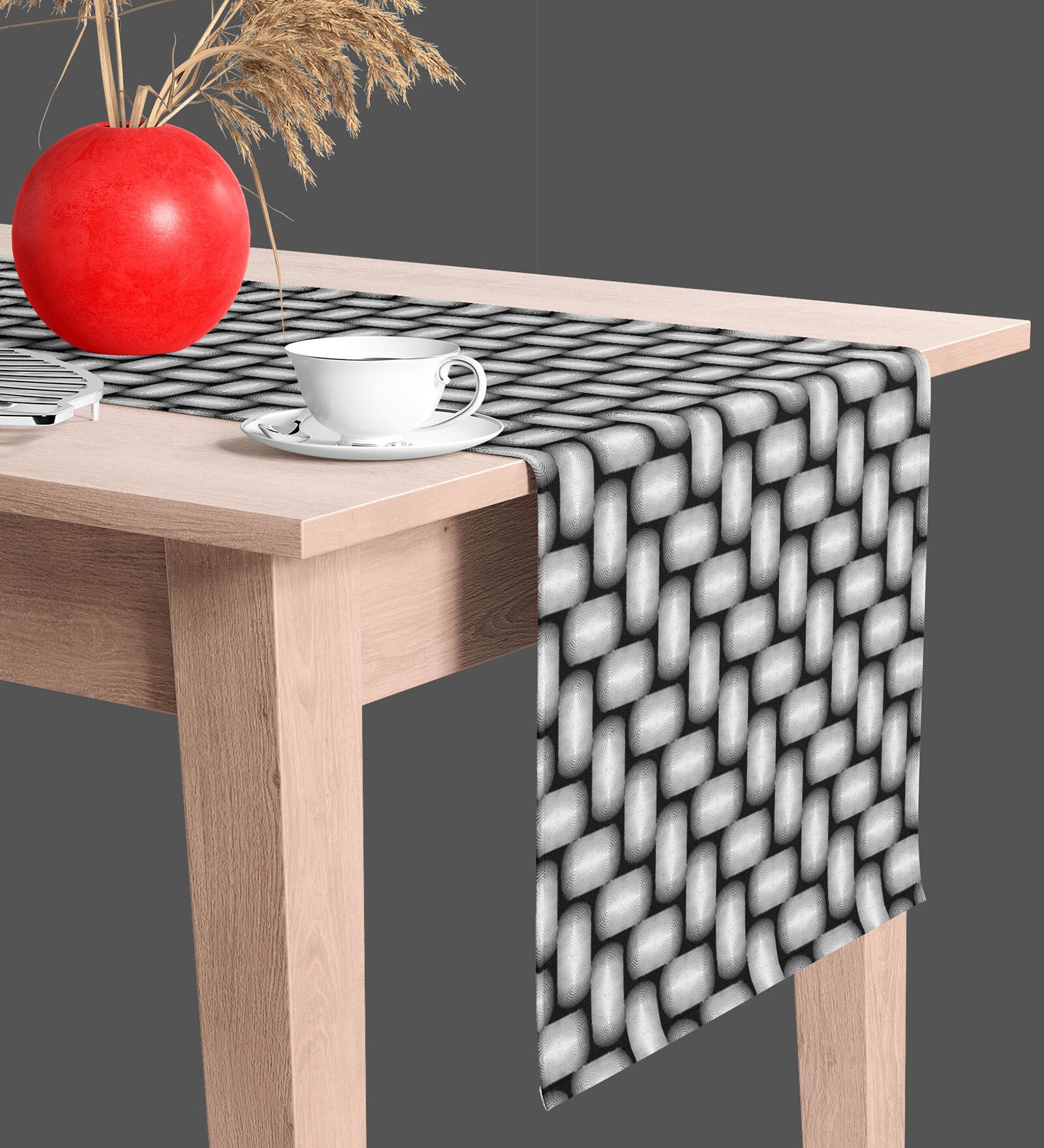 Buy Monochrome Geometric Multicolor (72 x 16) Velvet Table Runner at 63 ...