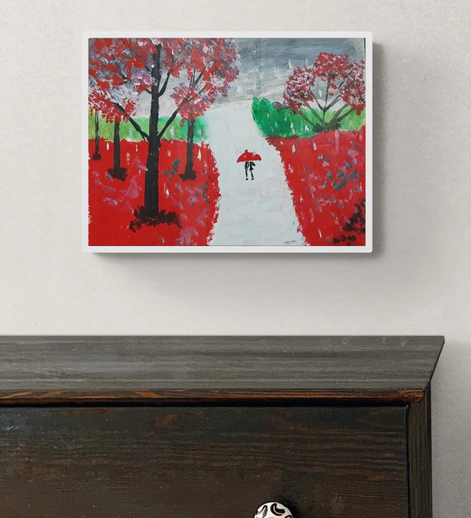 Buy Monsoon Walk Handmade Acrylic Painting Unframed at 10% OFF by ...