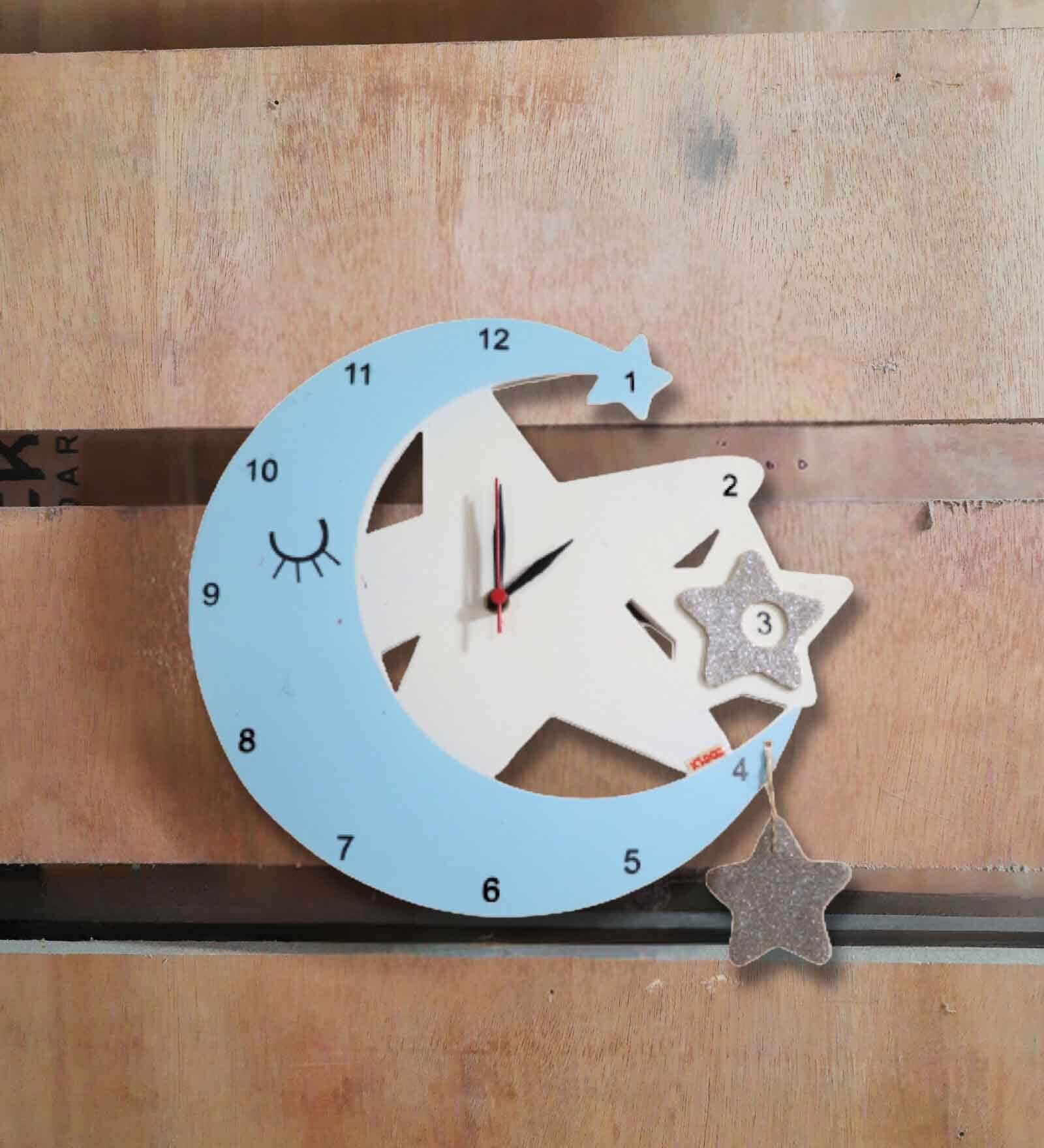 Buy Moon &-Star White Engineered Wood Kids Wall Clock at 44% OFF by ...