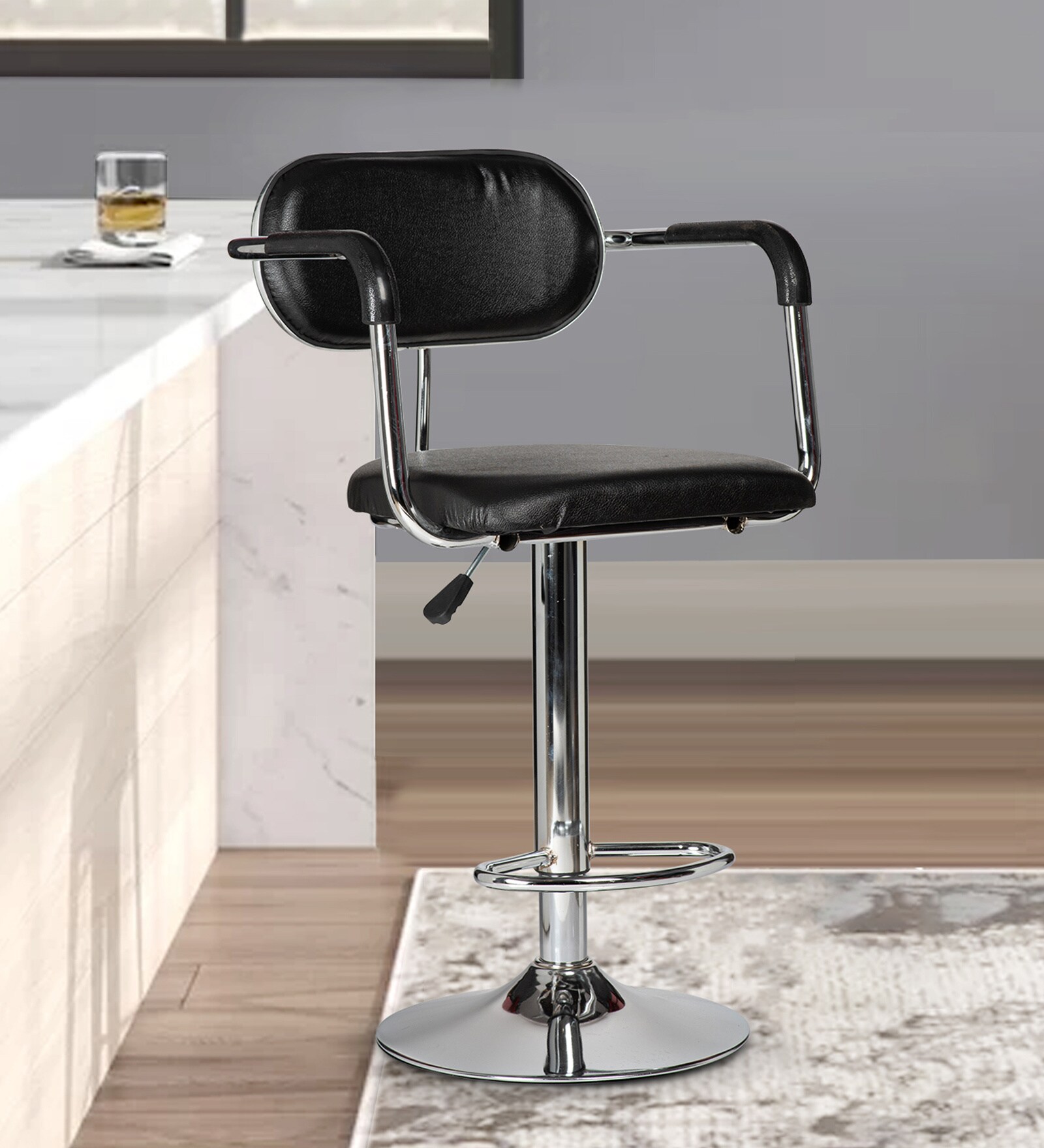 Buy Morgan Leatherette Bar Stools in Black Colour at 50% OFF by ...